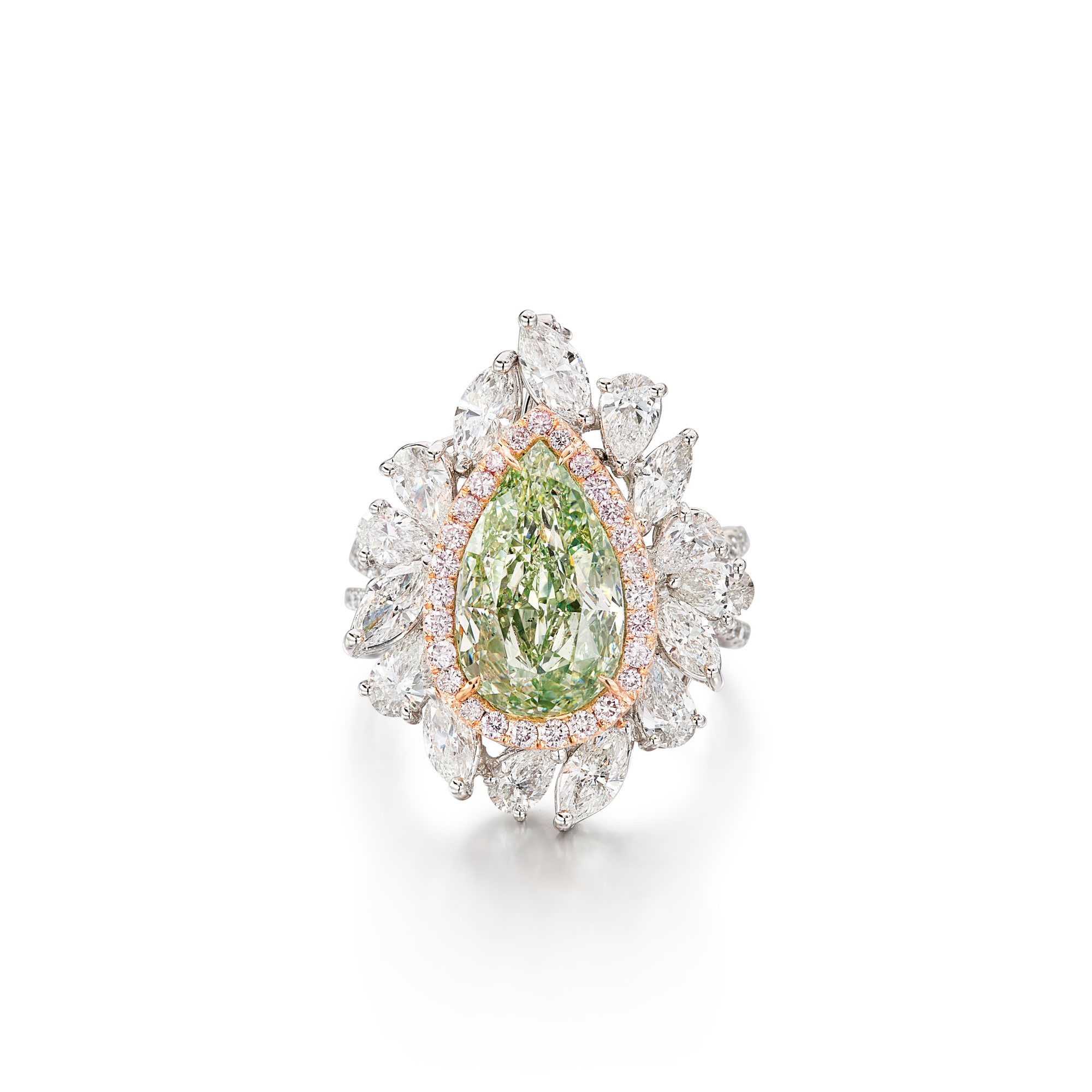 Fancy Yellow-Green Diamond and Diamond Ring / Pendant | 5.02克拉 彩黄綠色鑽石 配 ...