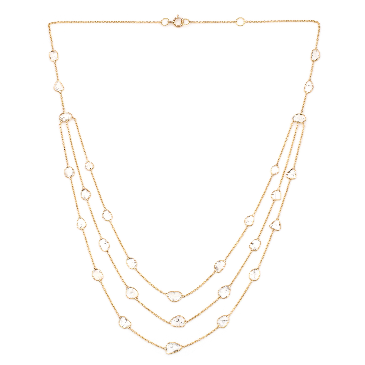 Gold And Diamond Triple Line Necklace Available For Immediate Sale At ...