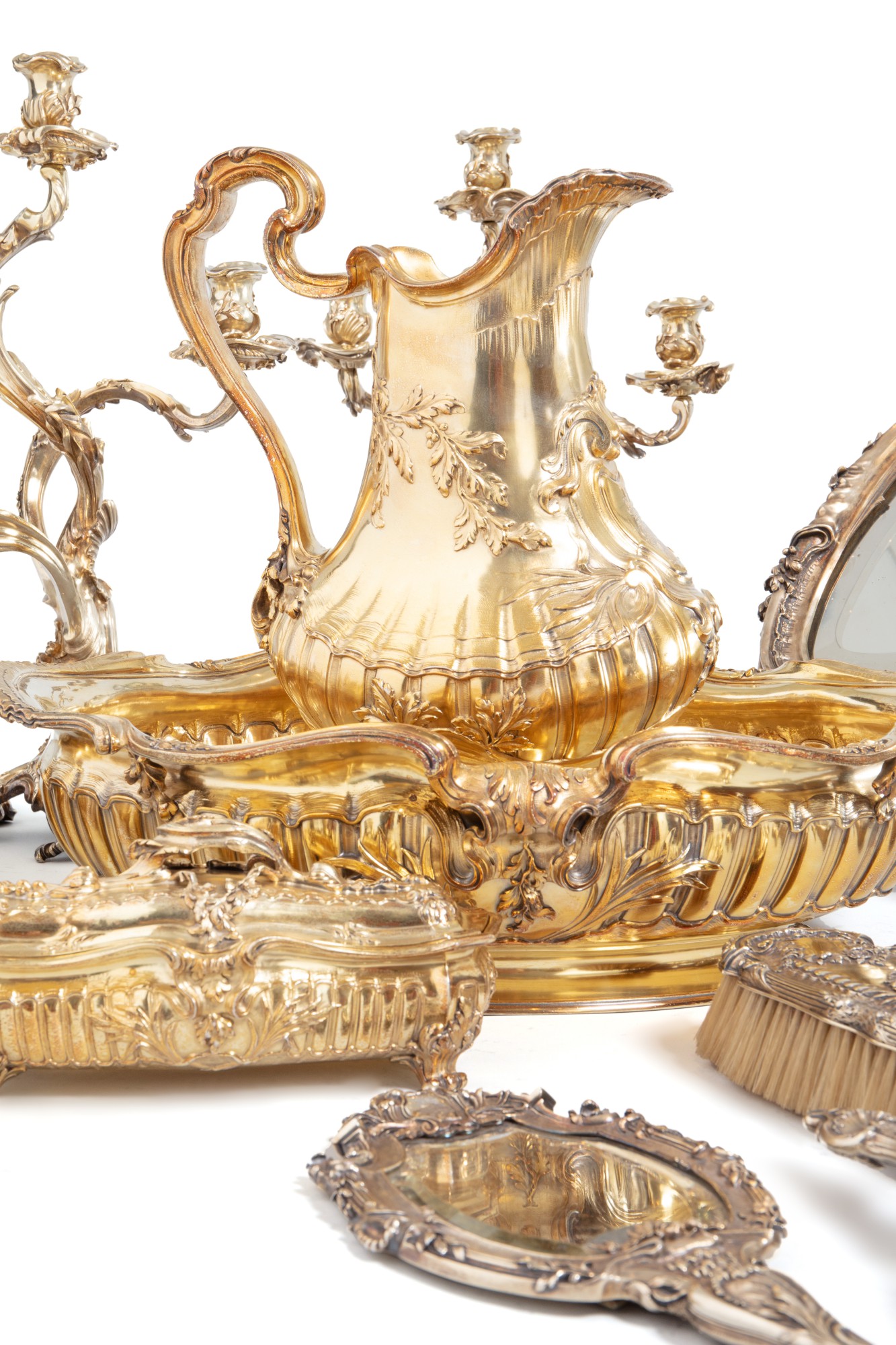 A French silver-gilt toilet service in the Louis XV style, Alphonse ...