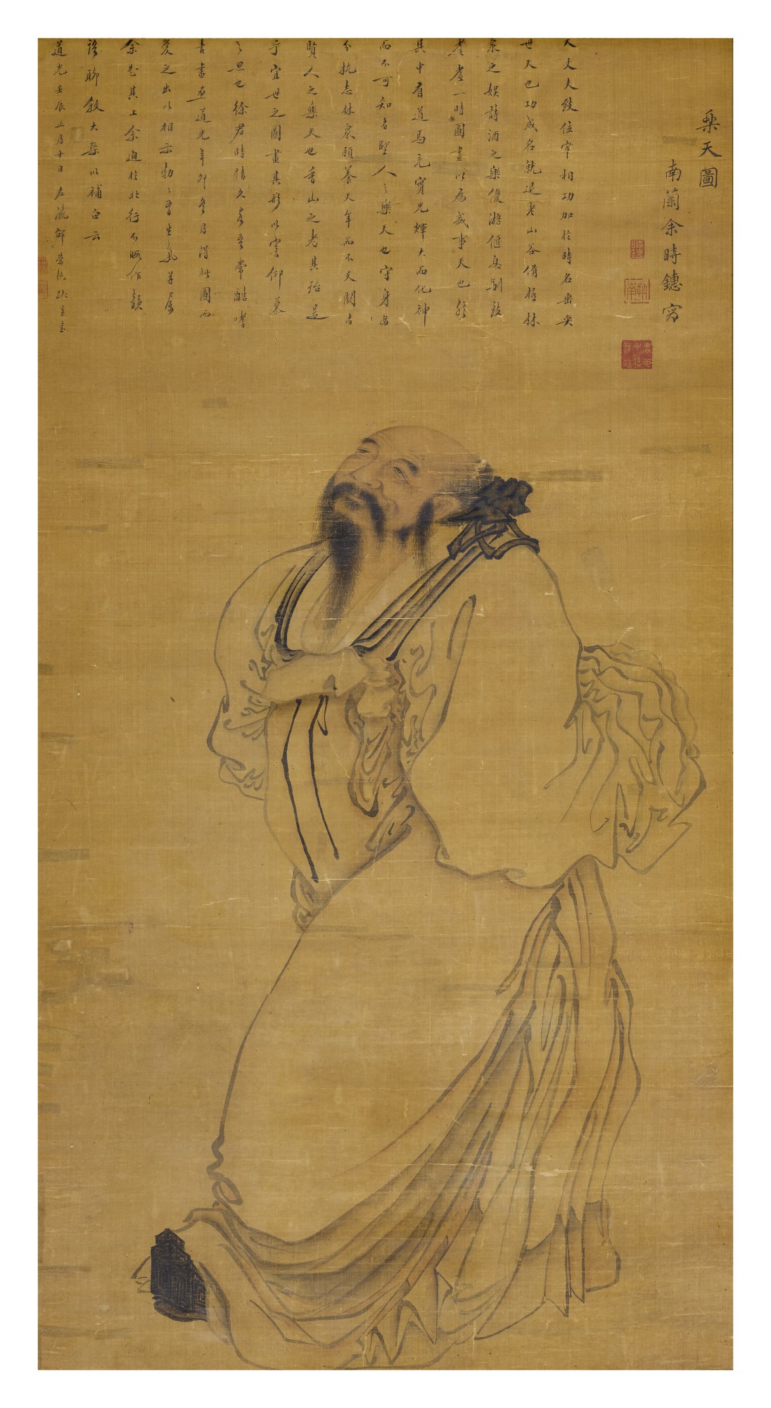 Portrait of Bai Juyi, ink and color on silk, framed | The Hundred ...