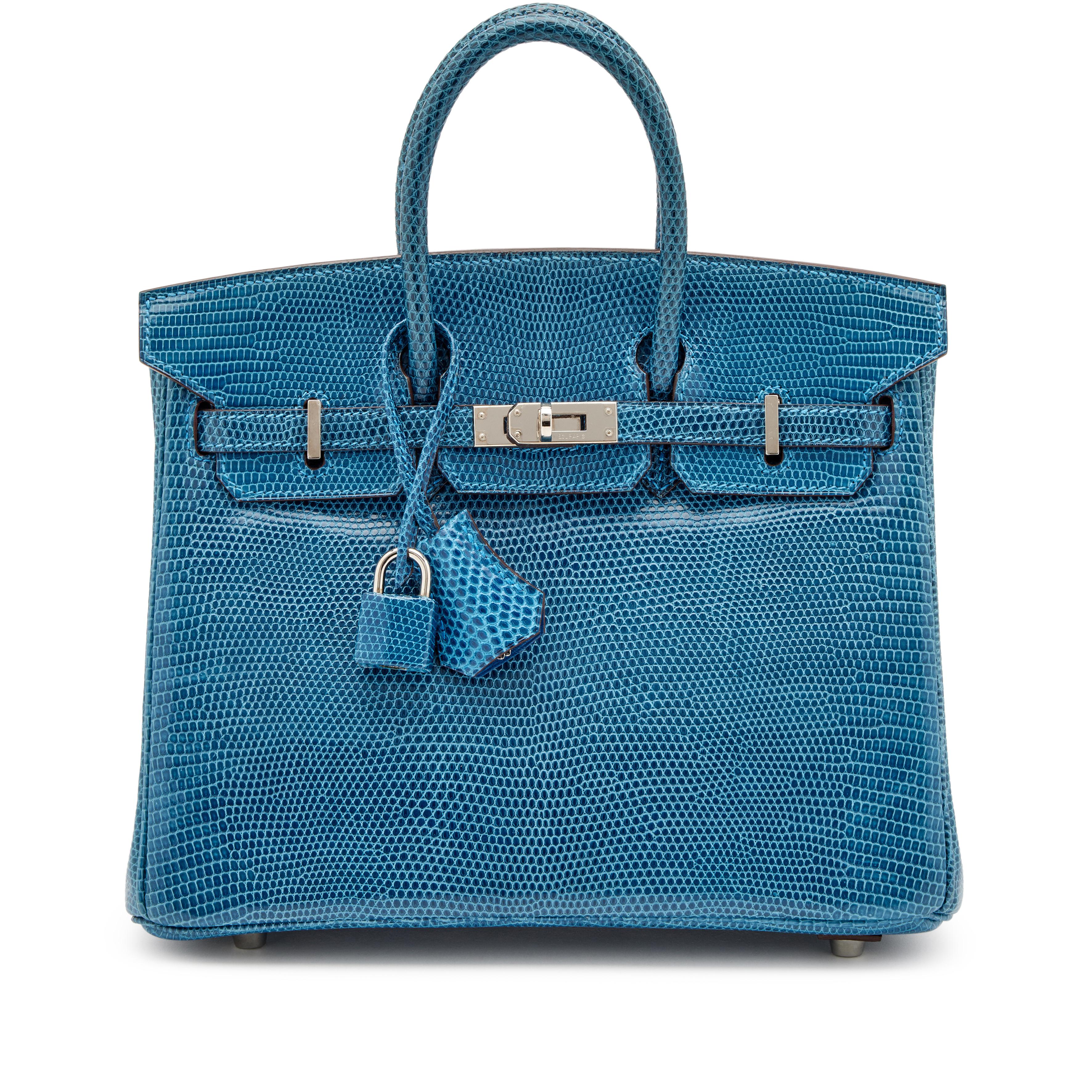 Bleu Mykonos Niloticus Lizard Birkin 25 Palladium Hardware, 2012 ...