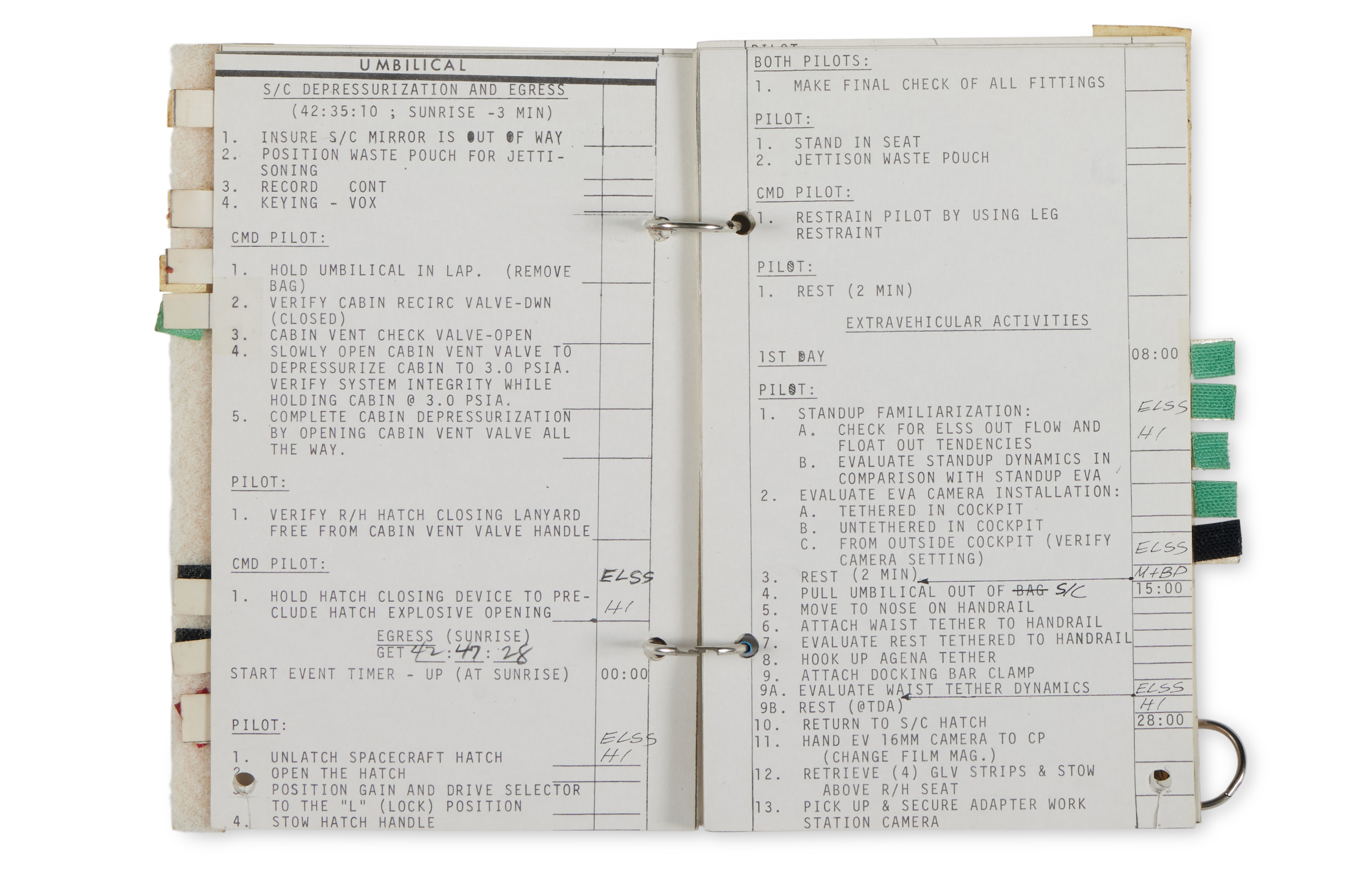 FLOWN Gemini XII Hardsuit EVA Checklist | Buzz Aldrin: American Icon ...