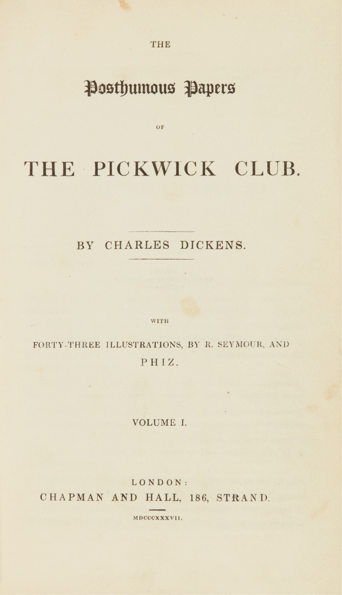 Dickens, The Posthumous Papers of the Pickwick Club, 2 volumes ...