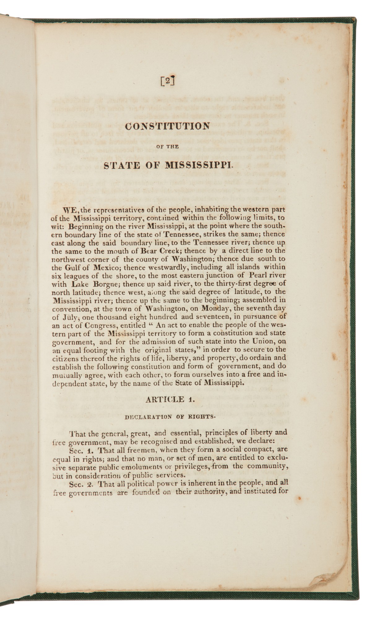 Mississippi | The first state constitution, as adopted in 1817 | Making ...