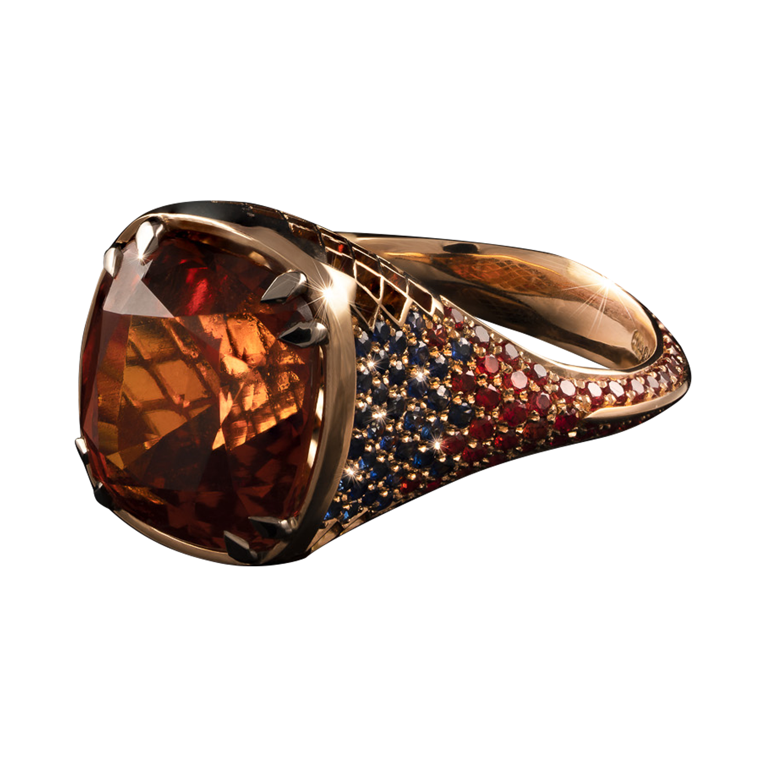 Nigel O'Reilly Rose Gold, Mandarin Garnet And Sapphire Apollo Orange ...