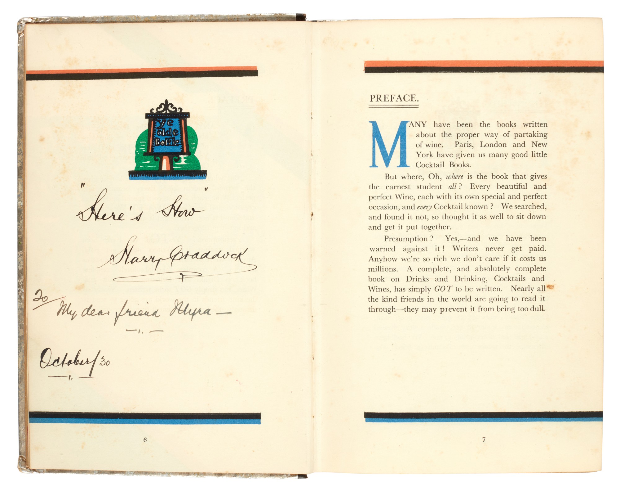 Harry Craddock | The Savoy Cocktail Book, London, 1930, inscribed by ...