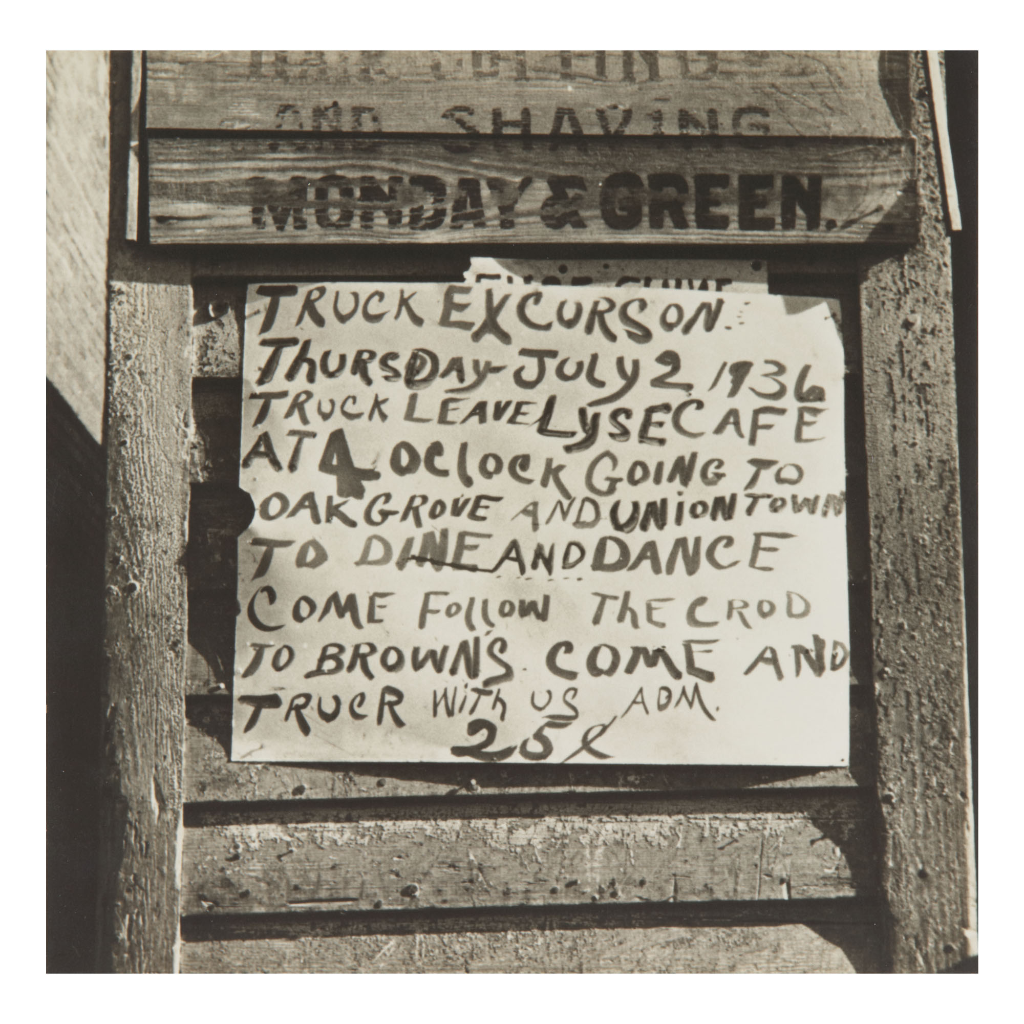 WALKER EVANS | 'EXCURSION SIGN' | Photographs | 2020 | Sotheby's