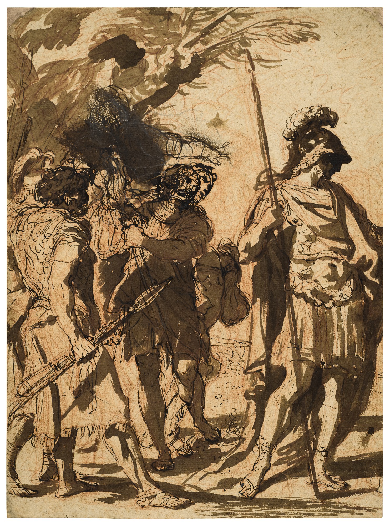 Recto: Roman Soldiers Verso: Kneeling angels and a head, and a kneeling ...