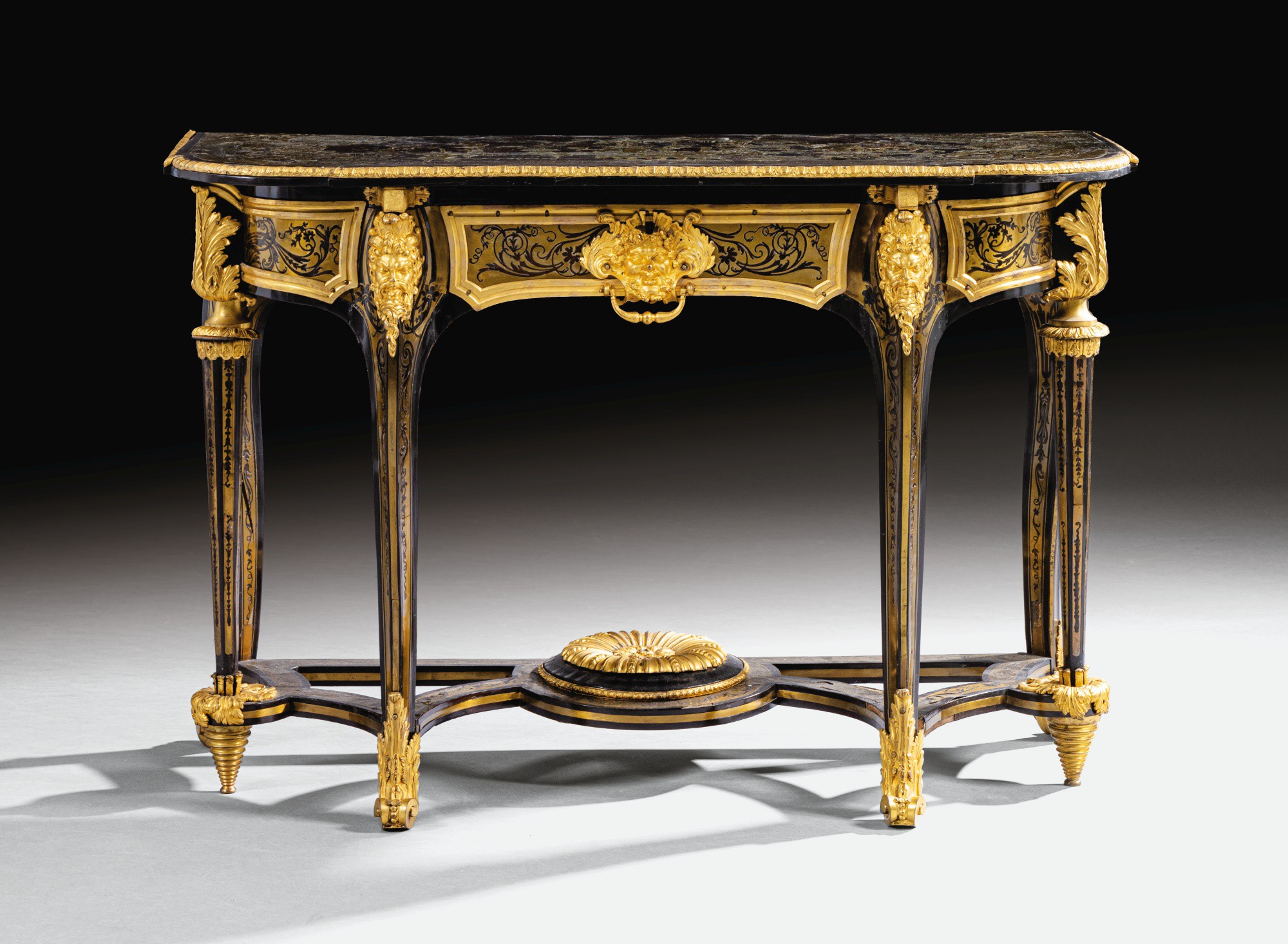 A GILT-BRONZE MOUNTED, BRASS-INLAID AND BROWN TORTOISESHELL BOULLE ...