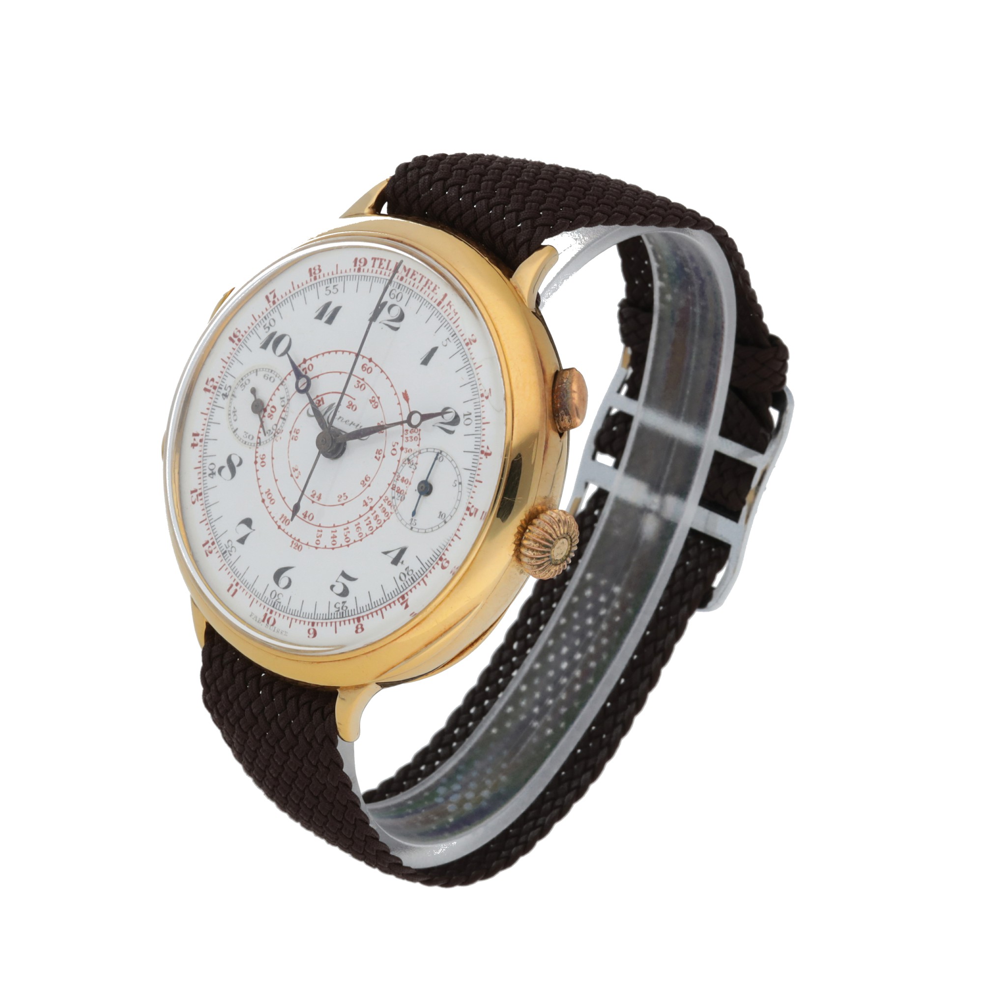 MINERVA | OVERSIZED YELLOW GOLD MONO-PUSHER CHRONOGRAPH WRISTWATCH WITH ...
