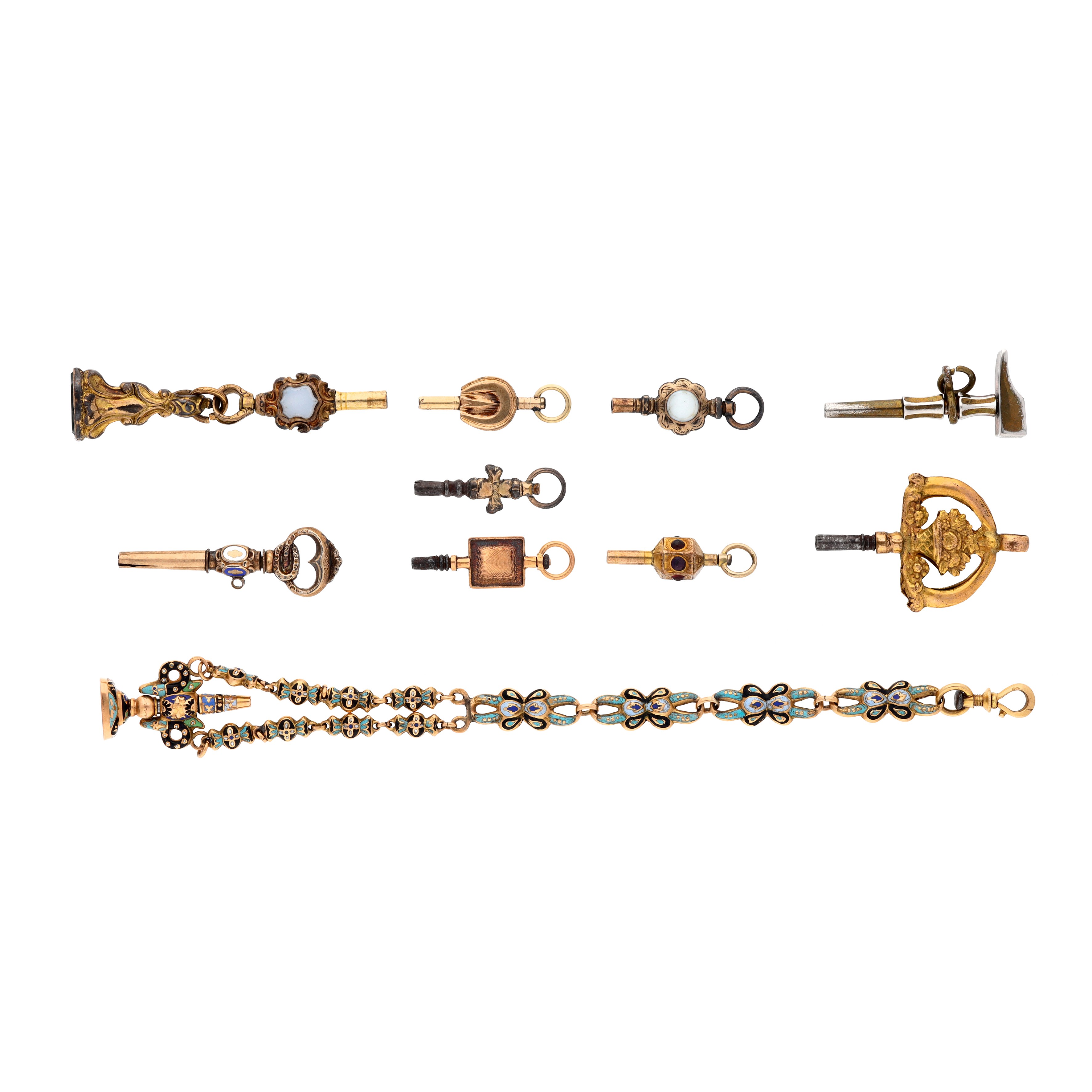 A collection of 8 groups of watch keys, approximately 83 in total of ...