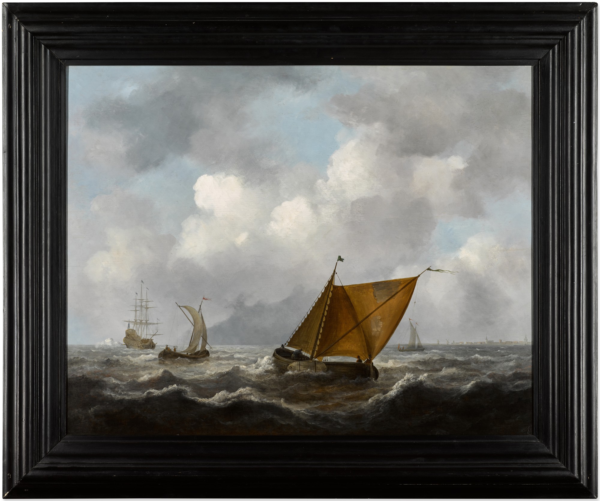 Seascape with Dutch smalschips and other vessels off the coast | Old ...