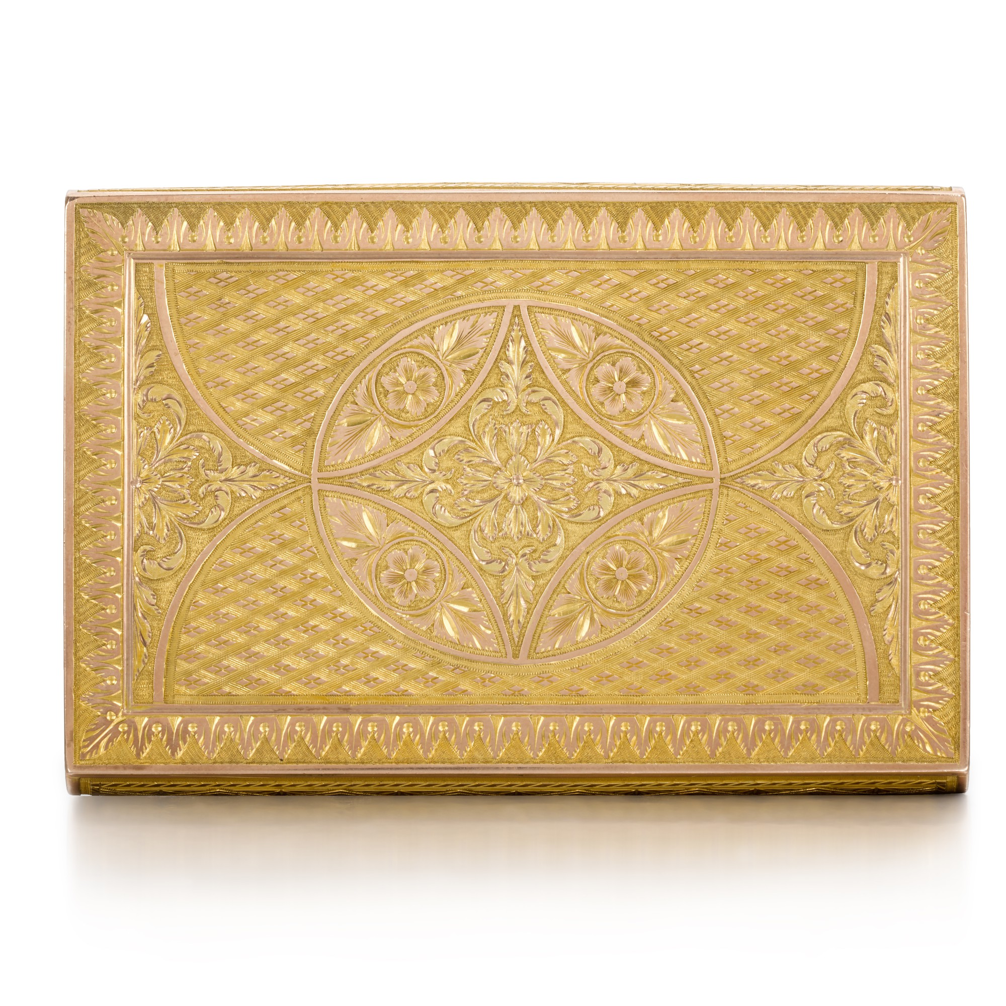 A two-colour gold and enamel snuff box, possibly Italian, 20th century ...