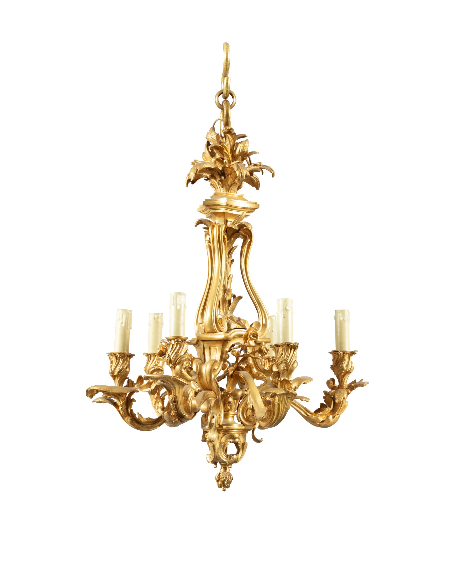 A gilt-bronze chandelier, after a model by Philippe Caffieri, 19th ...