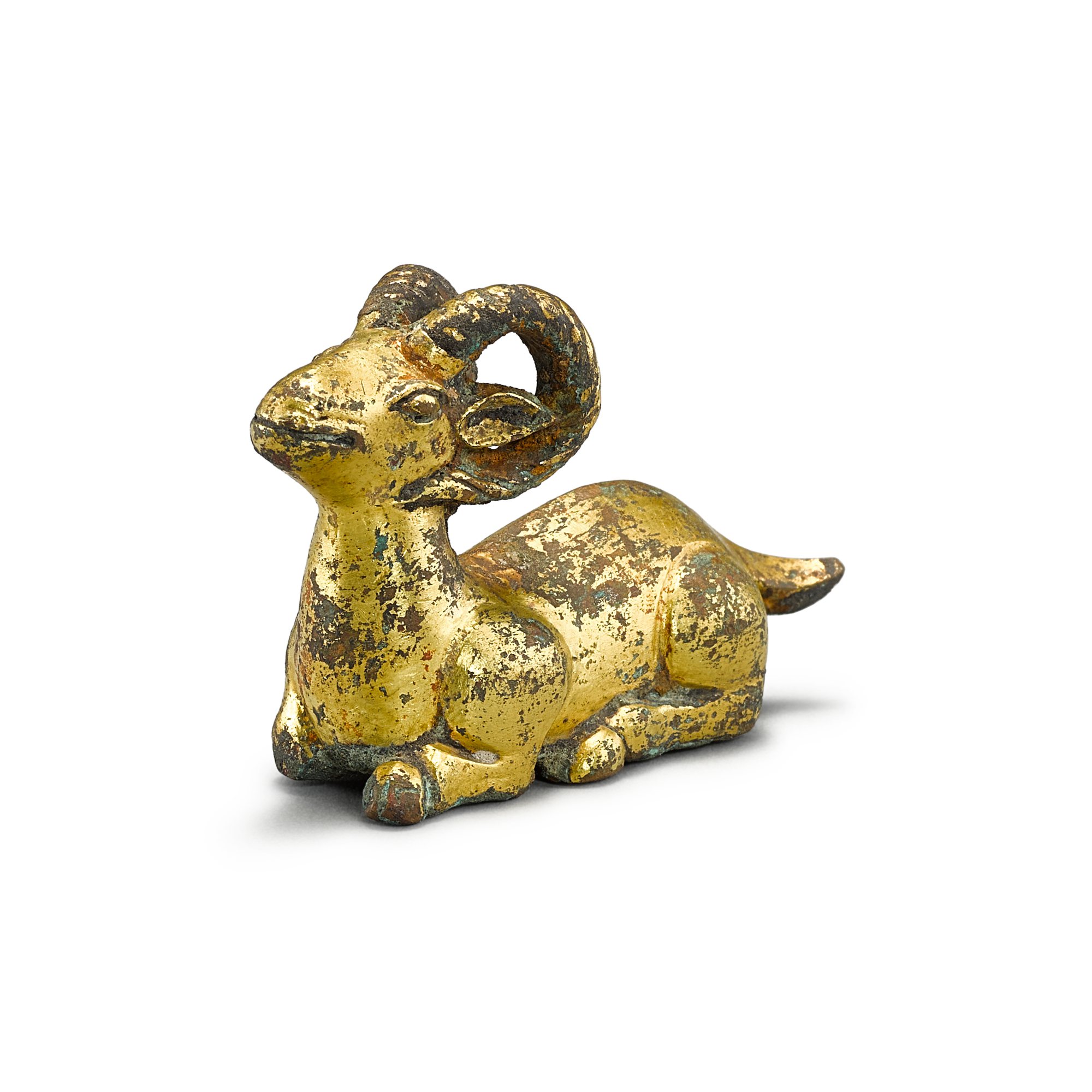 A gilt-bronze figure of a ram, Six dynasties 六朝 鎏金臥羊 | Chinese Art ...