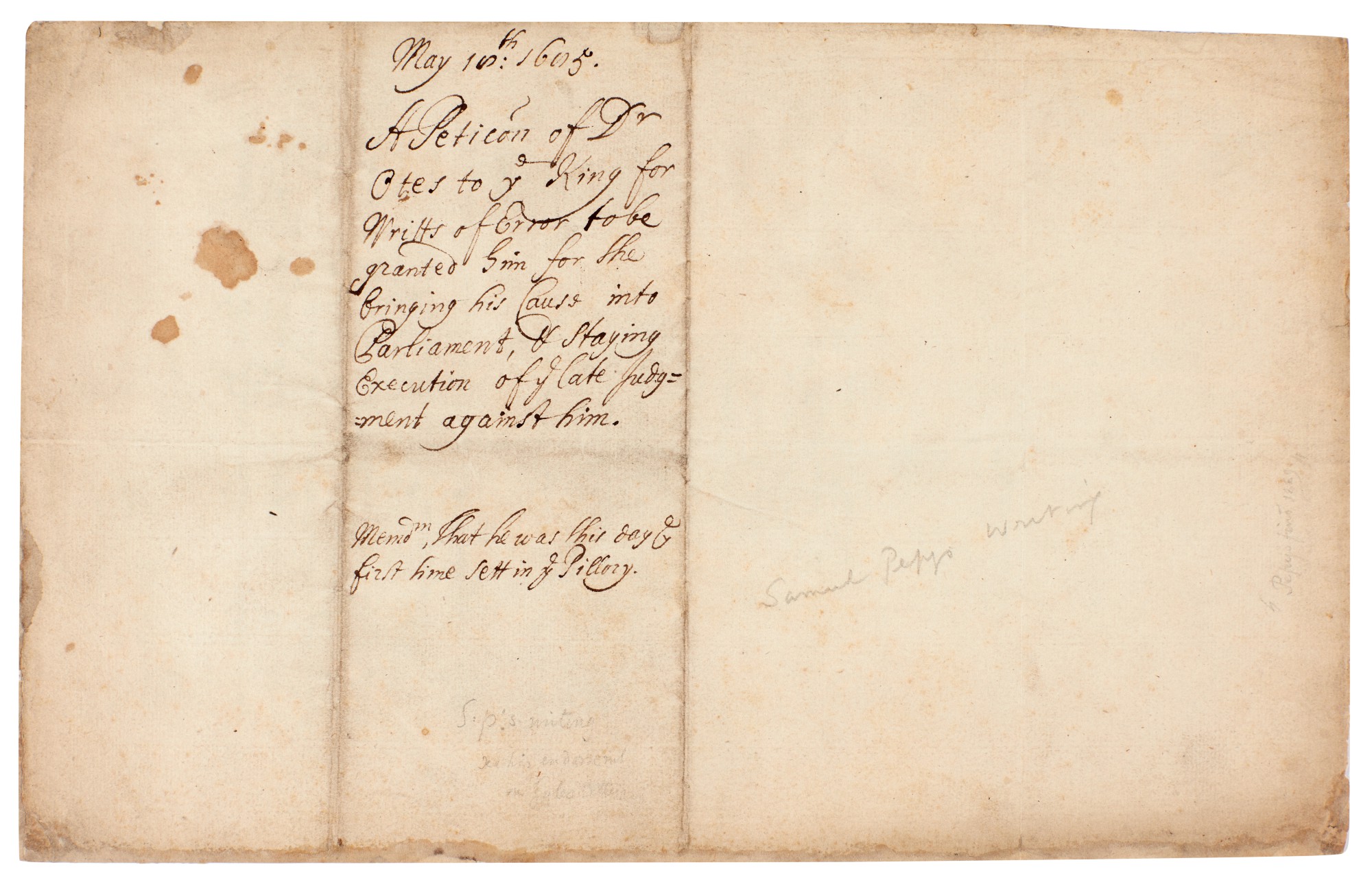 Titus Oates | Petition to the King for clemency, 1685 | History in ...