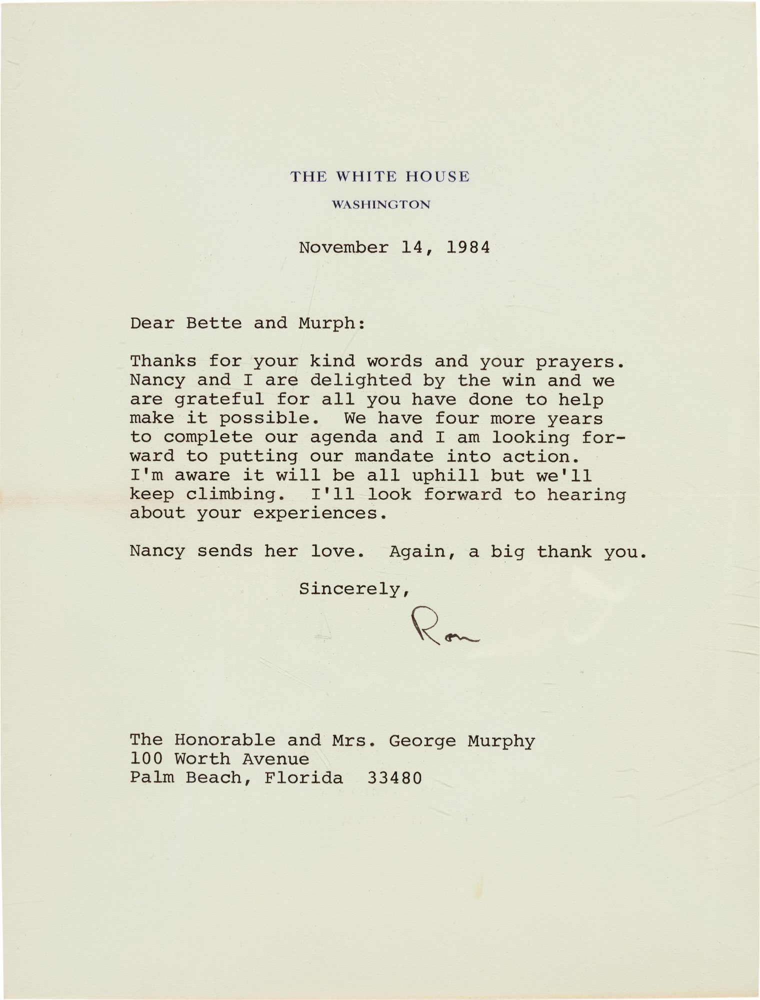 Reagan, Ronald | A revealing series of letters by President Reagan ...