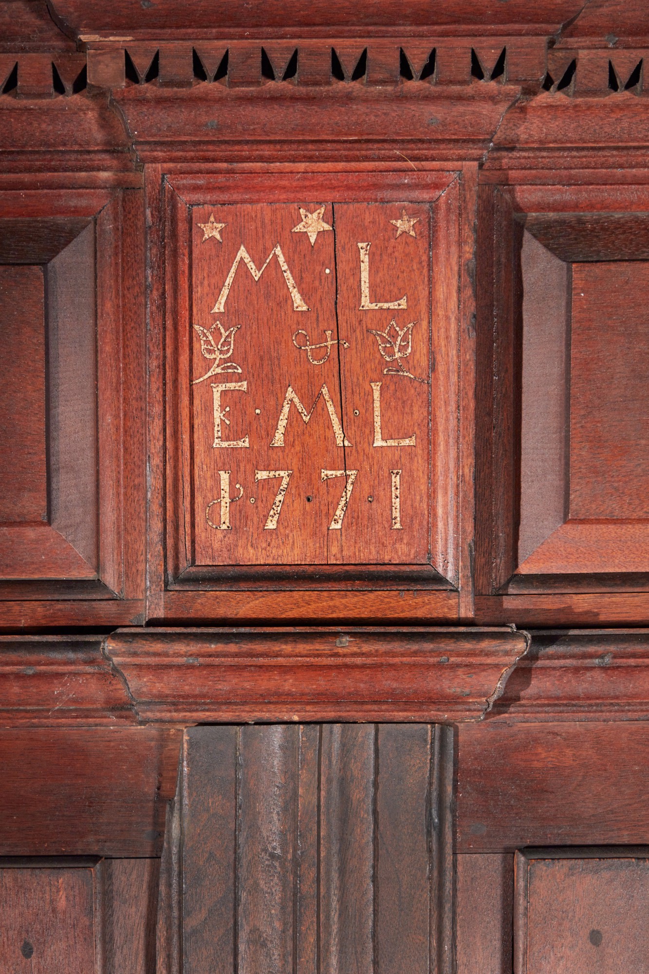 The Ley Family Chippendale Sulfur-Inlaid Walnut Schrank, probably made ...