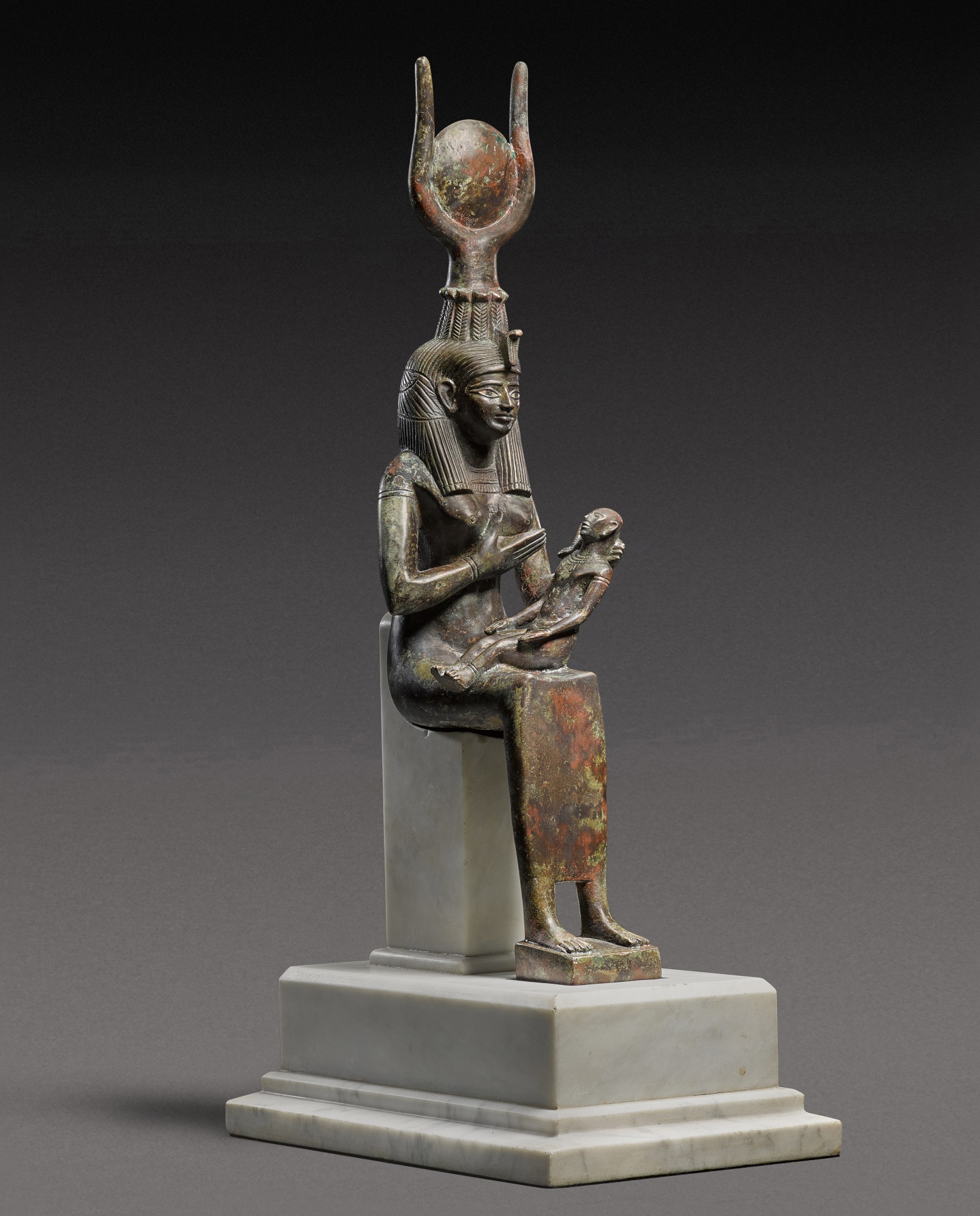 A Large Egyptian Bronze Figure of Isis with Horus, 25th/26th Dynasty ...