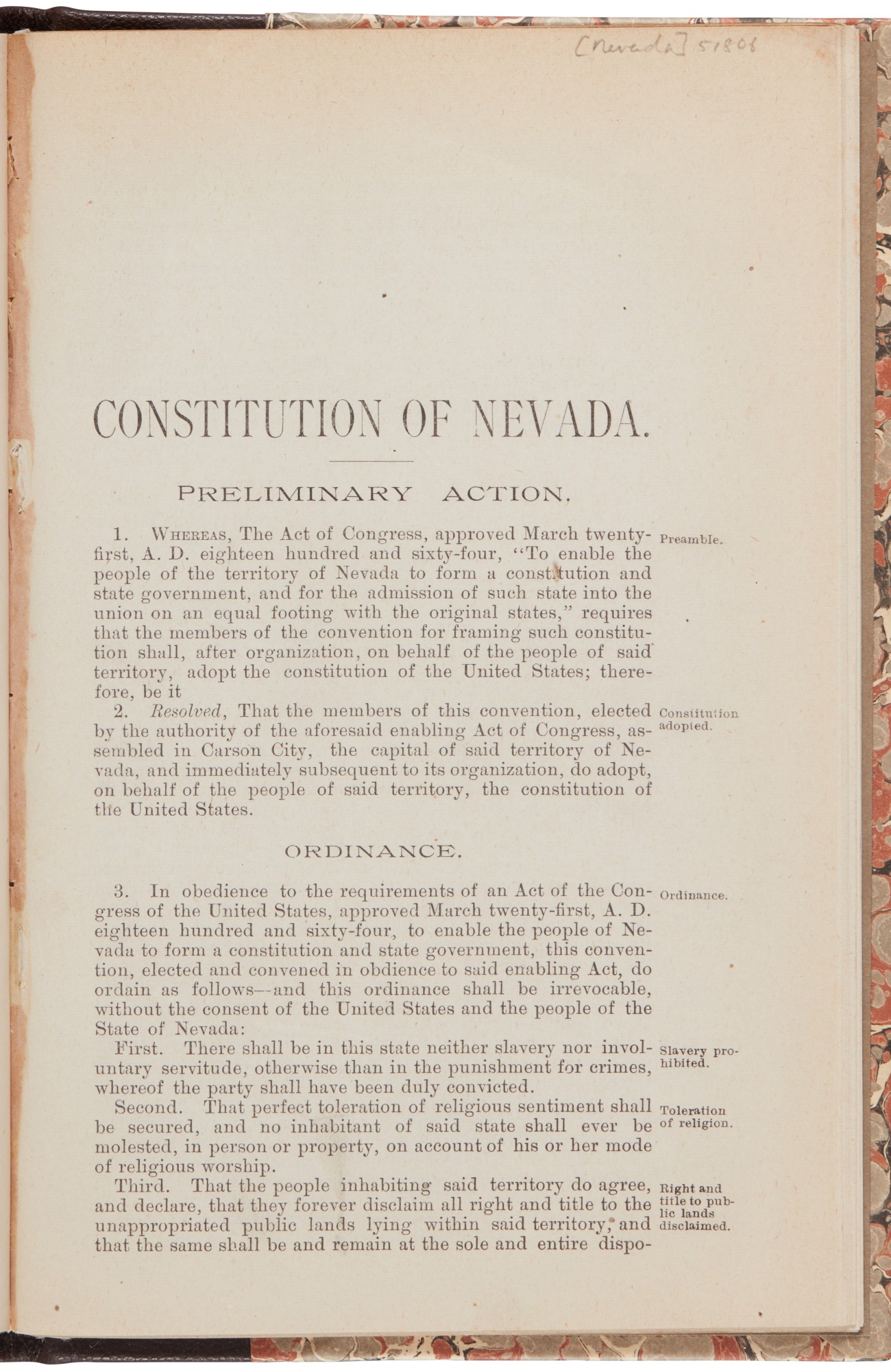 Nevada | The Constitution as amended in 1889 | Making Our Nation ...