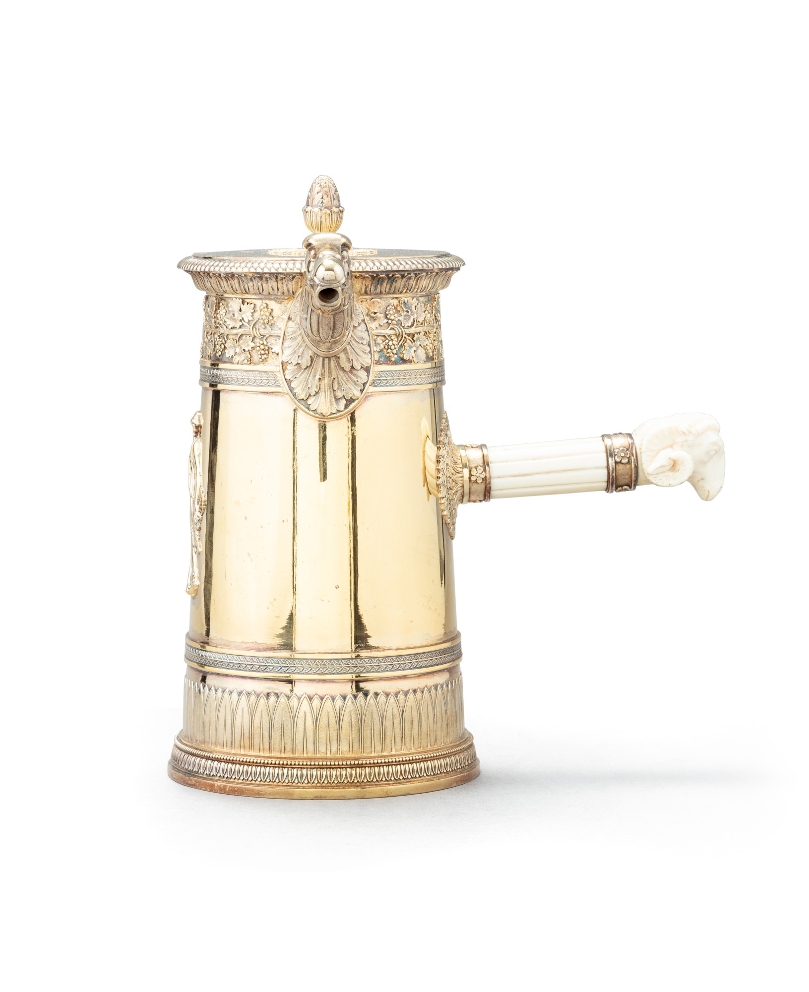 A large silver-gilt coffee pot of Empire style, Odiot, Prévost Récipon ...