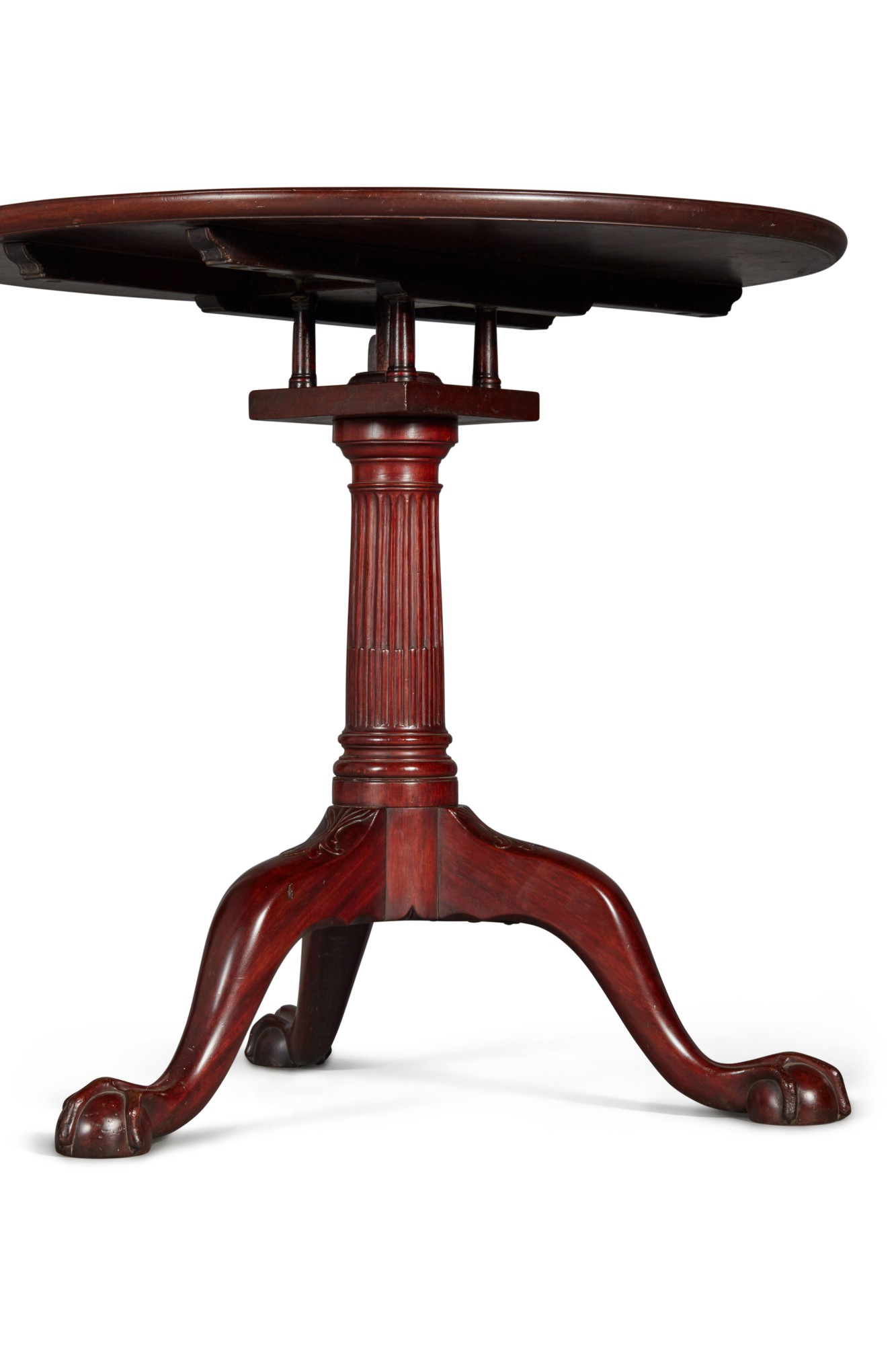 Fine and Rare Chippendale Carved Mahogany Tilt-Top Dish-Top Tea Table ...