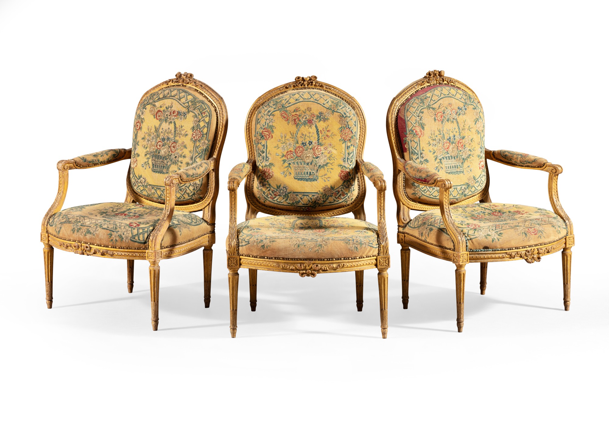 A Louis XVI gilt-wood mobilier de salon, stamped N. DELAPORTE ...