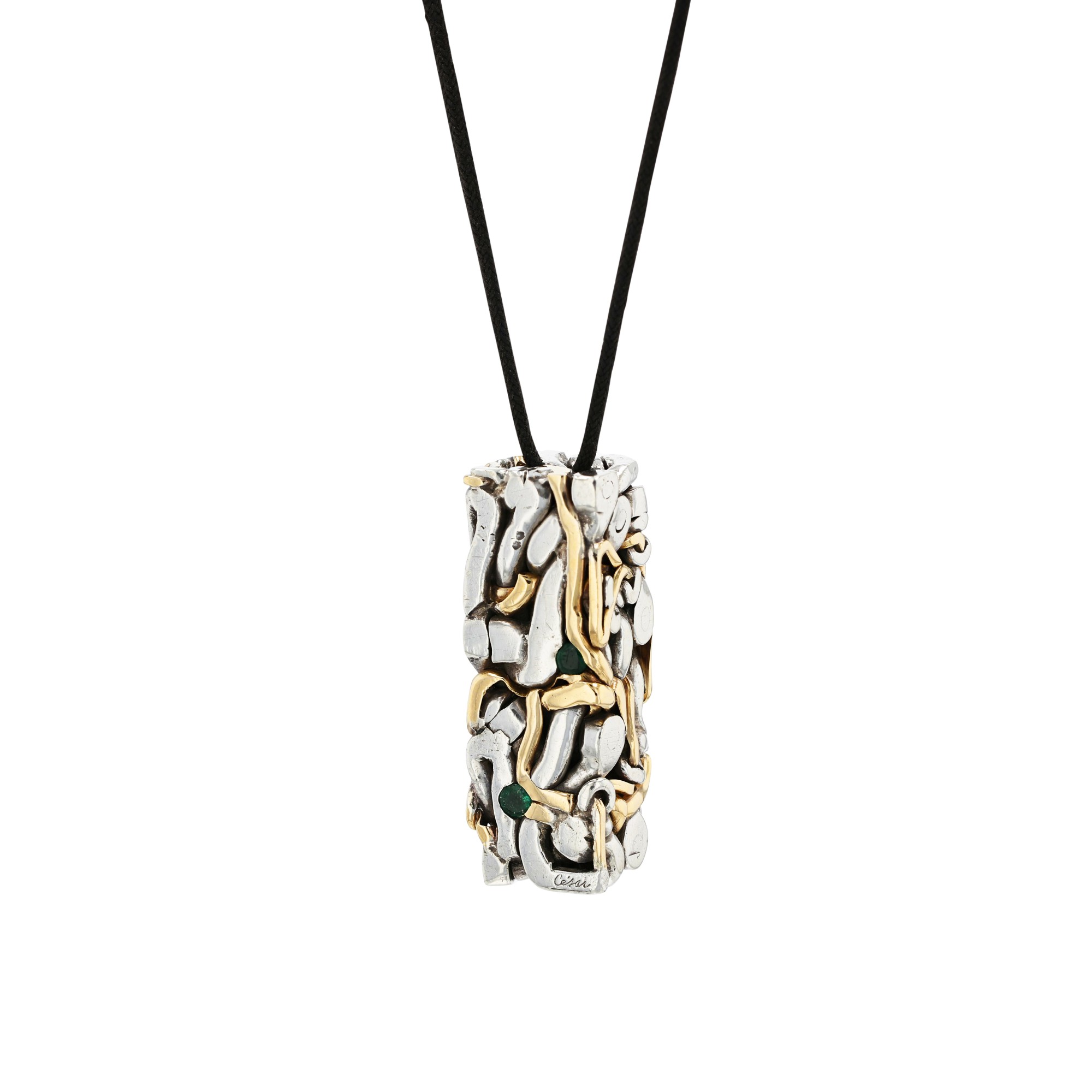 César | Pendentif or et argent, "Compression" | Gold and silver pendant ...