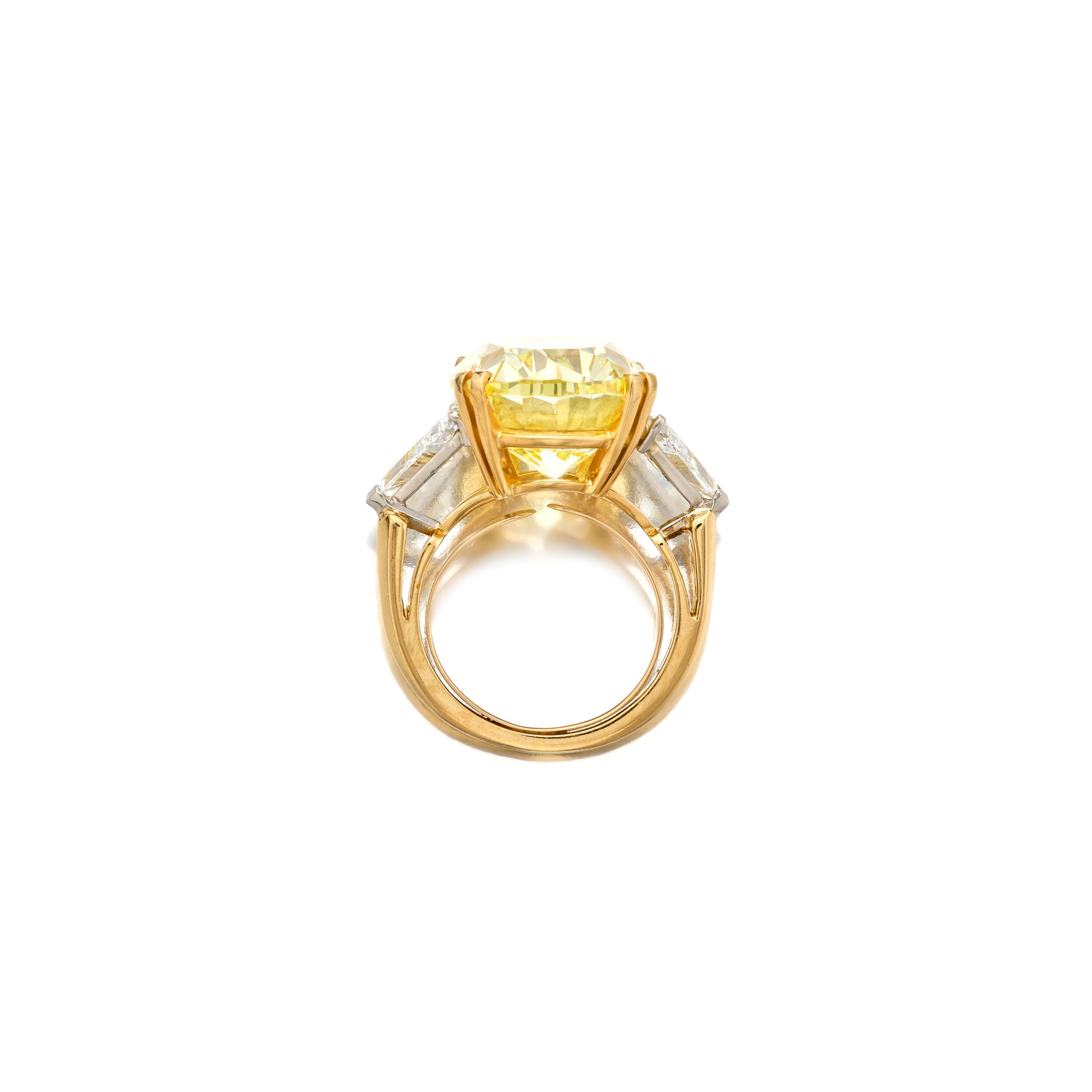 An Important Fancy Intense Yellow Diamond and Diamond Ring ...