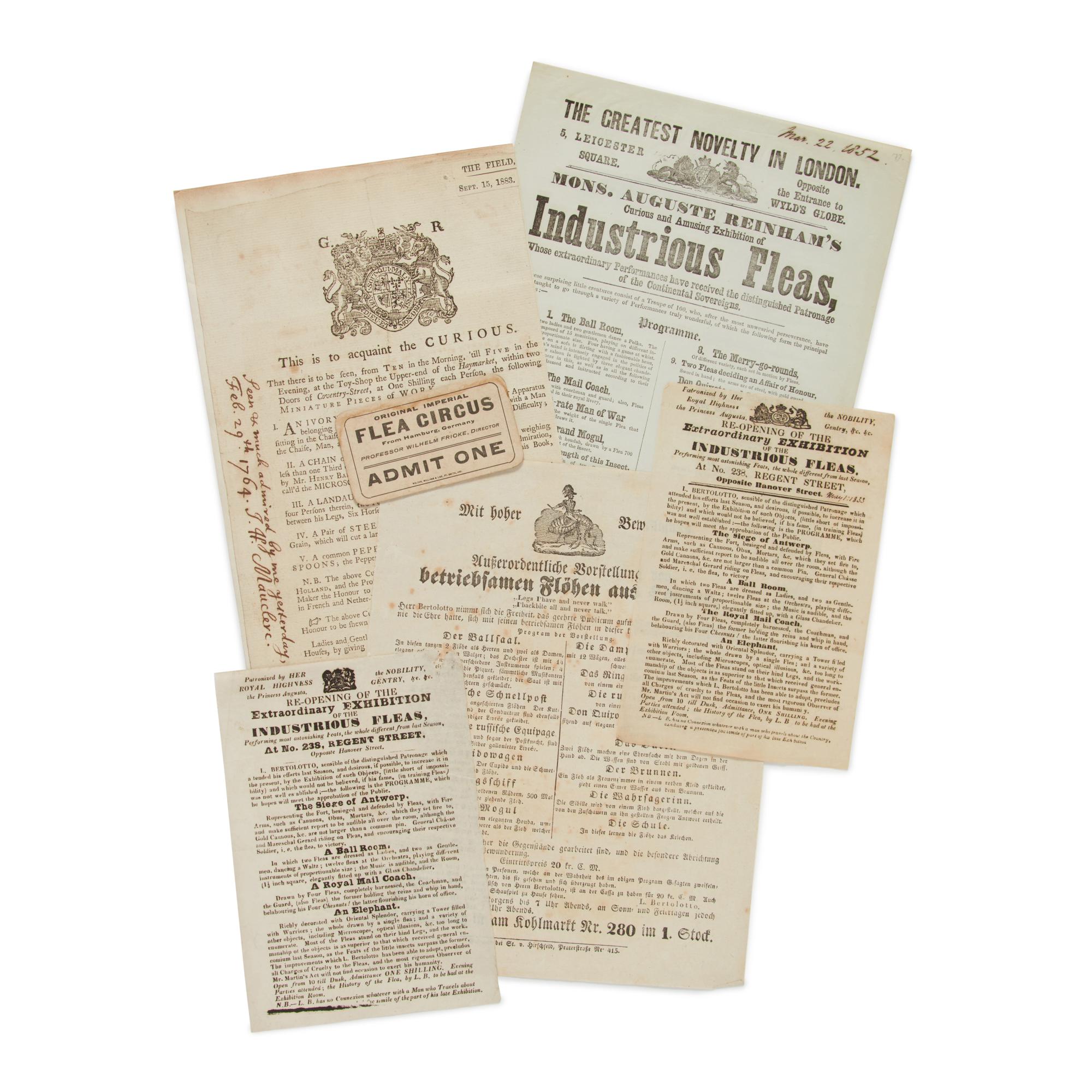 (Flea Circus) | "Legs I'have and never walk" "I'backbite all and never ...