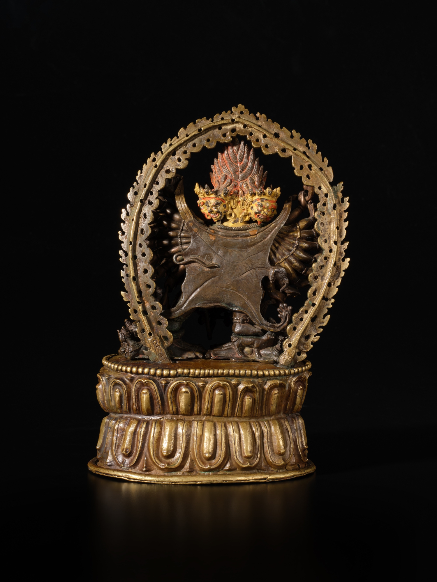A polychrome copper alloy and copper-repousse figure of Vajrabhairava ...
