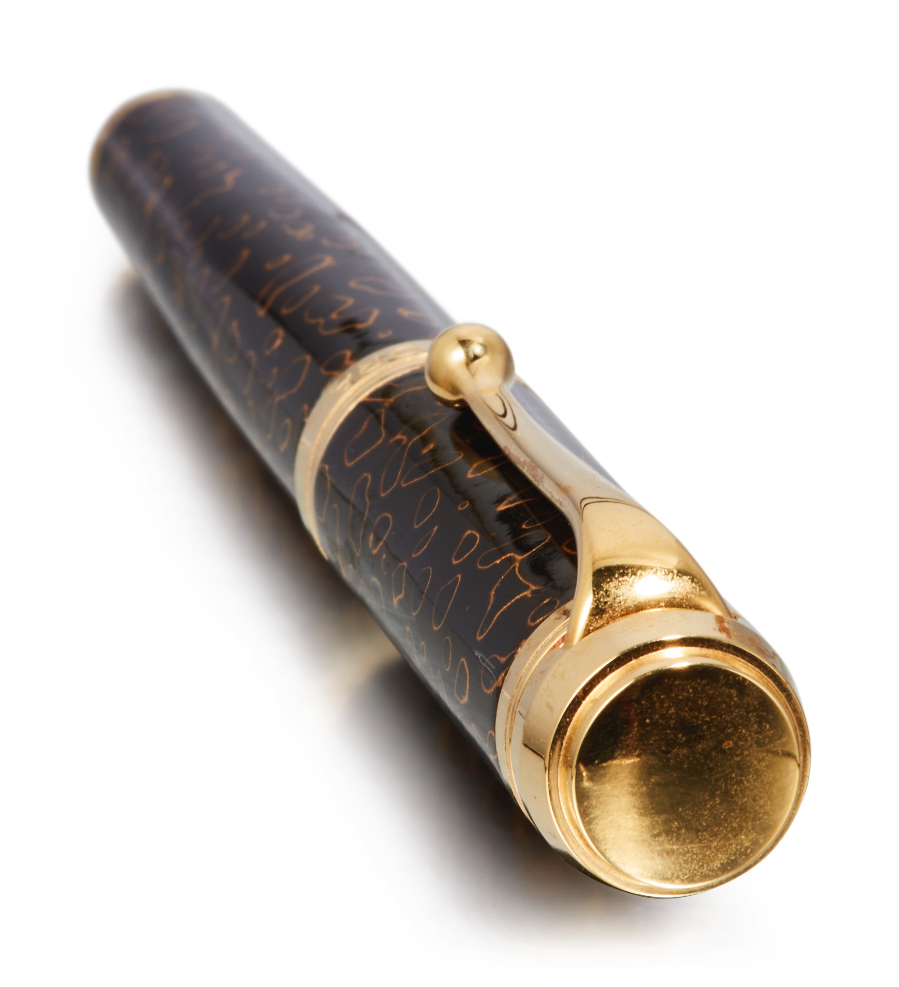 AURORA | A DARK BROWN LACQUERED PEN WITH GOLD ACCENTS, CIRCA 2005 ...