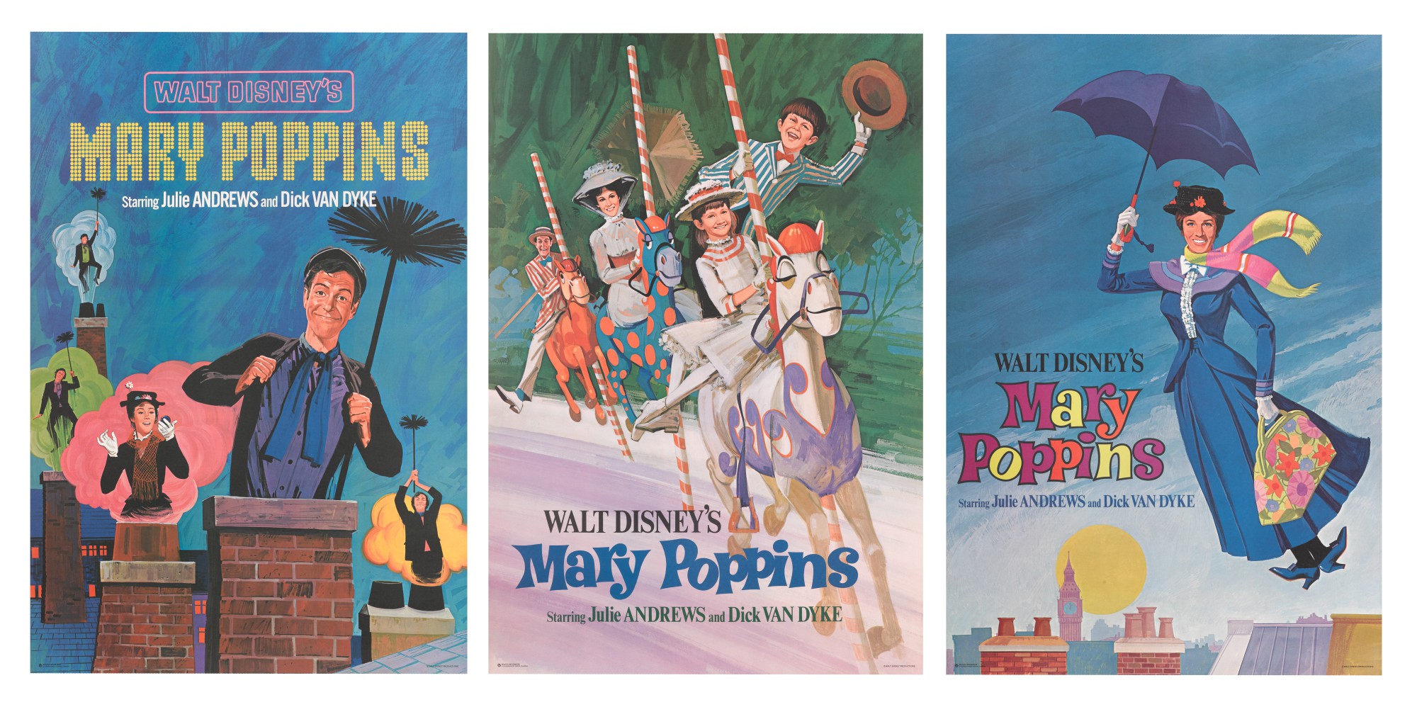 Mary Poppins (1964), set of 3 special tie-in posters with Shasta ...