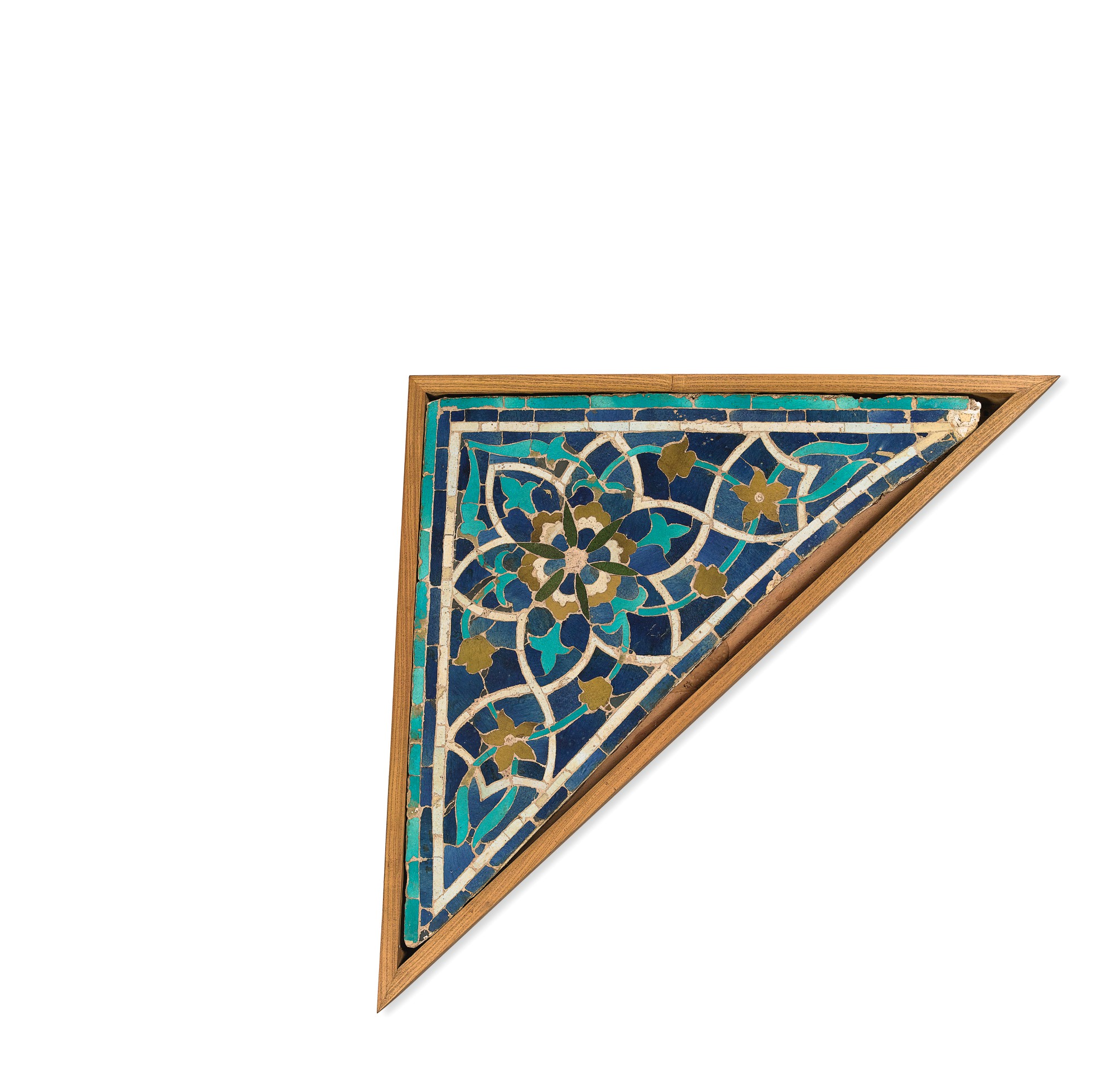 TWO TIMURID CUT TILE MOSAIC SPANDRELS AND A SQUARE TILE, CENTRAL ASIA ...