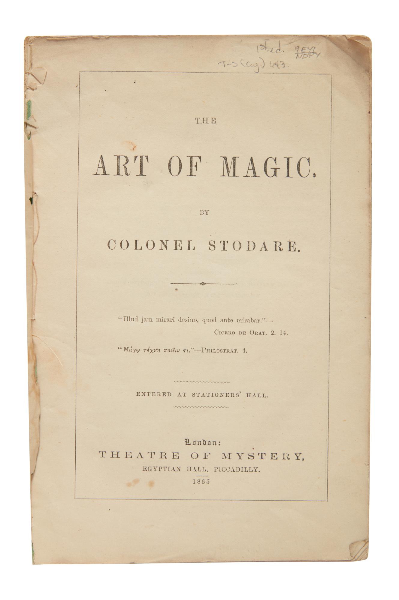 Colonel Stodare (Joseph Stoddart) | "It is the province of the conjurer ...