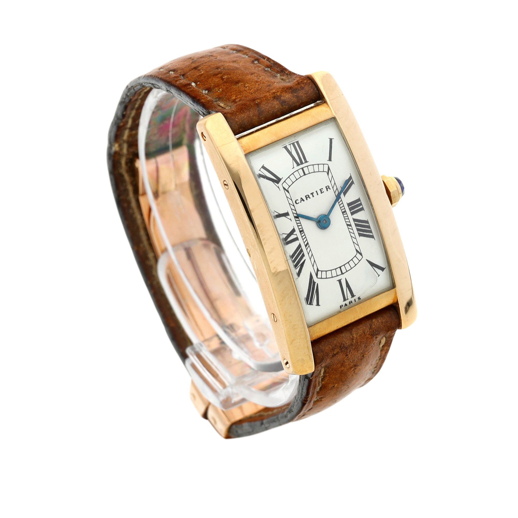 Tank Cintrée, A rare yellow gold rectangular wristwatch, Circa 1965 卡地亞 ...