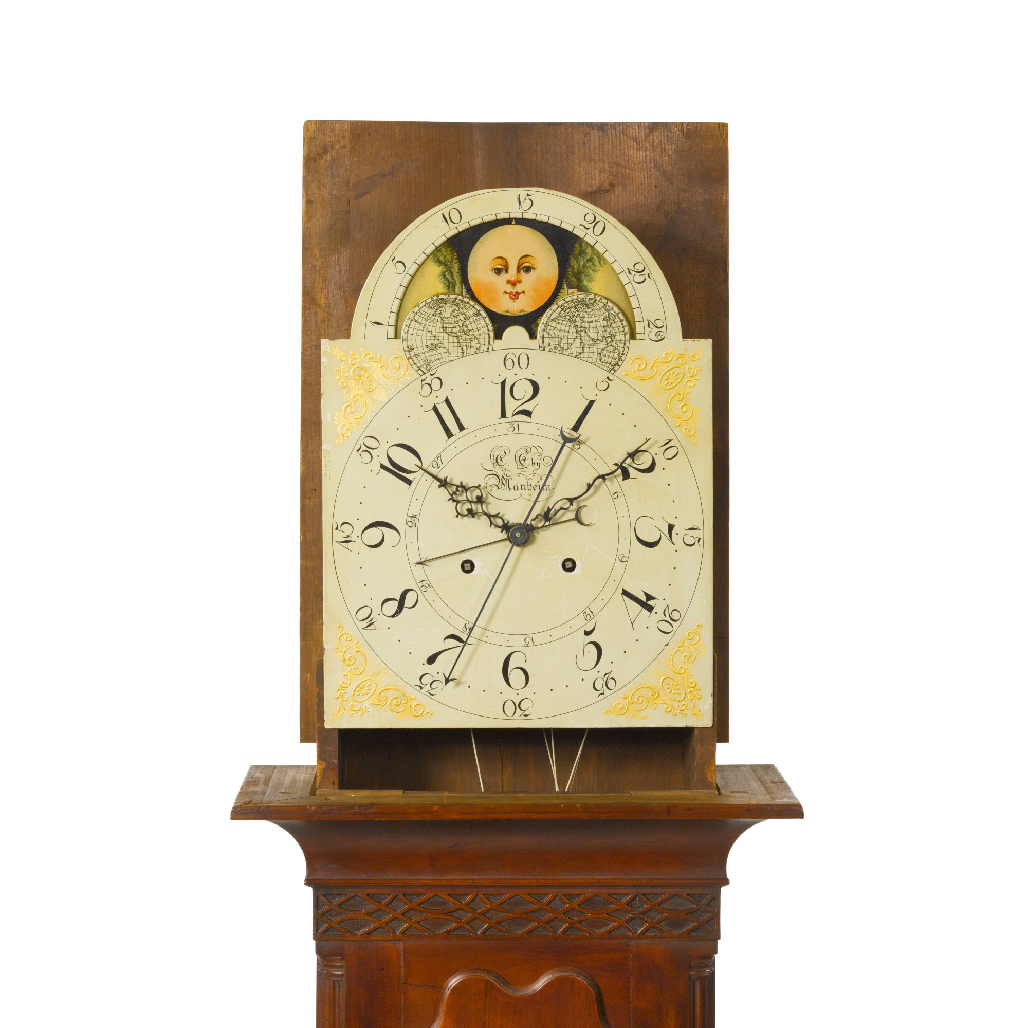 A Very Rare Chippendale Carved Cherrywood Tall-Case Clock, works by ...