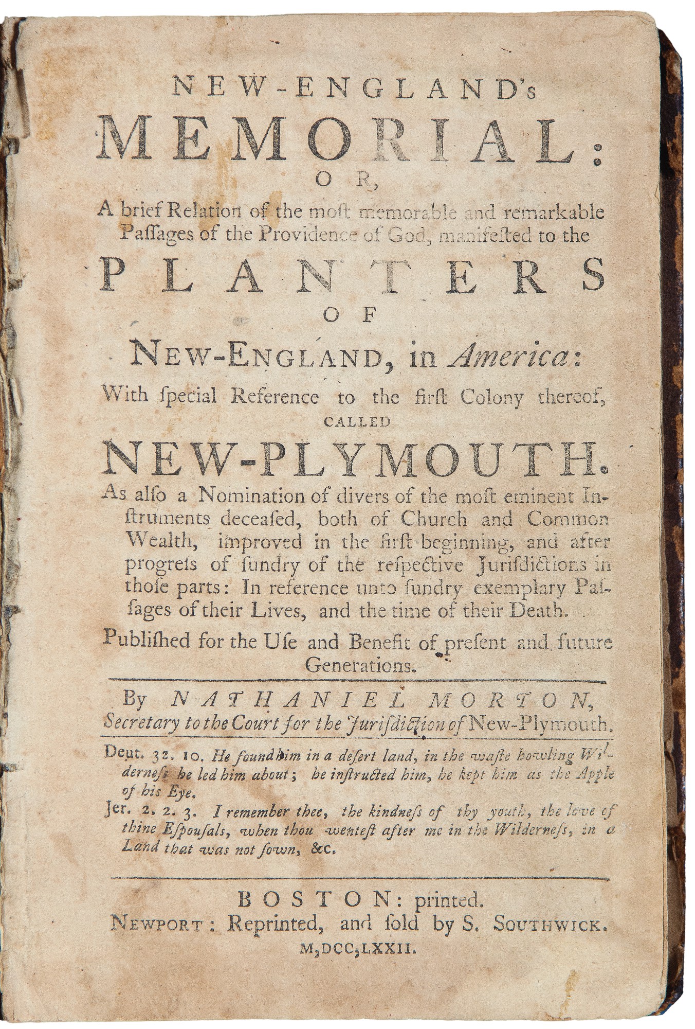 Morton, Nathaniel | The first comprehensive history of Plymouth colony ...