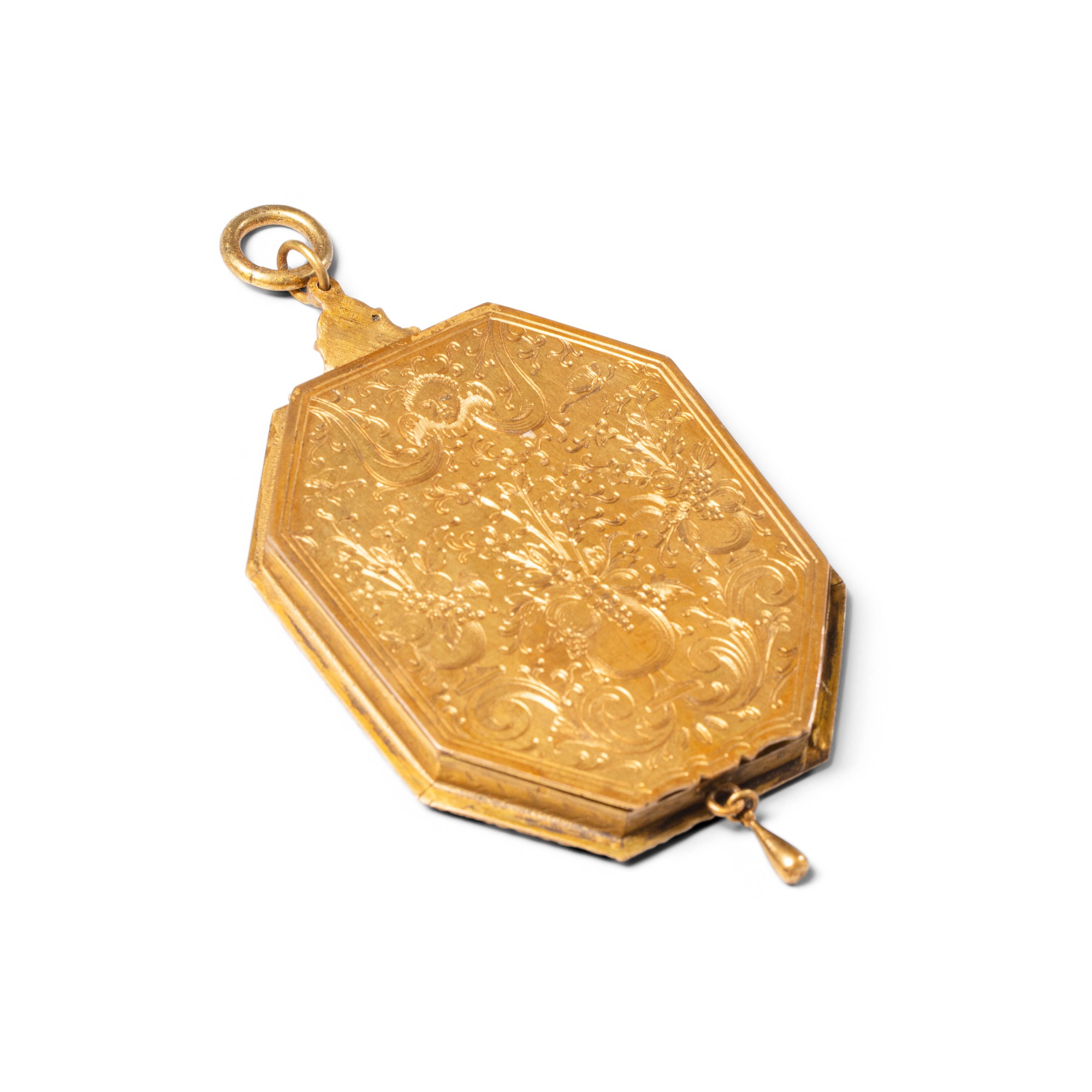 A Limoges painted enamel mirror back with Jason and Hypsipyle ...