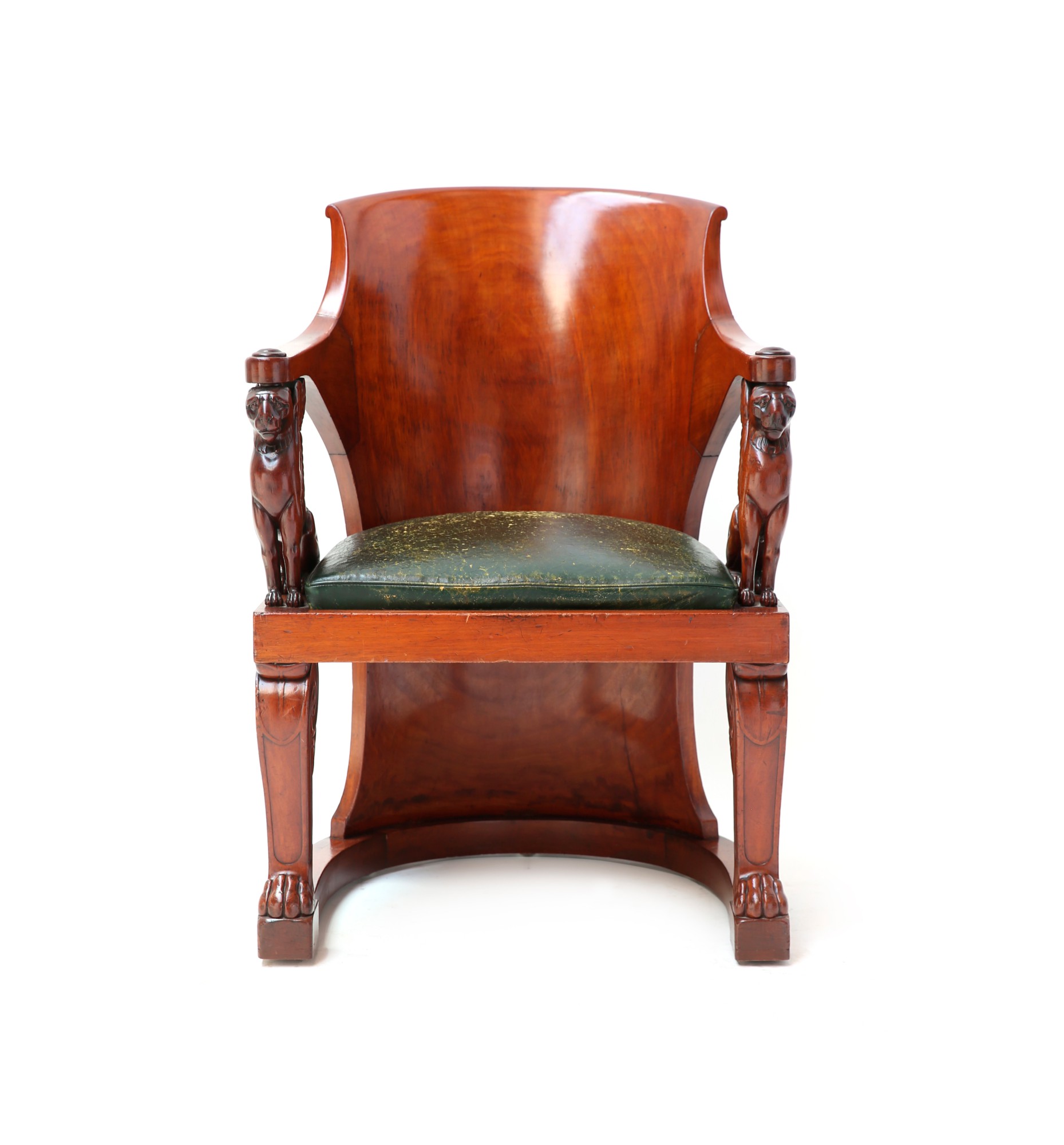 A CARVED MAHOGANY ARMCHAIR, ATTRIBUTED TO JACOB FRÈRES, CIRCA 1796-1800 ...