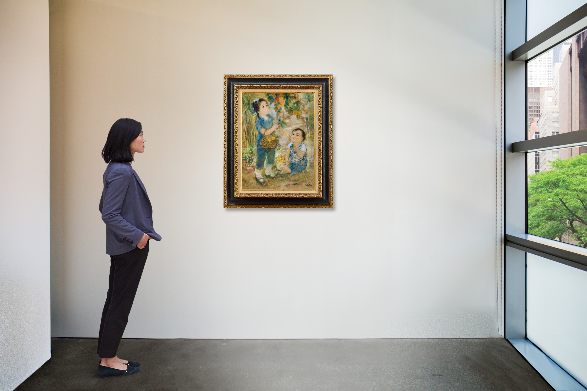 Le Thi Luu 樂氏琉 | Two children in garden 園中兩孩 | Modern Day Auction ...