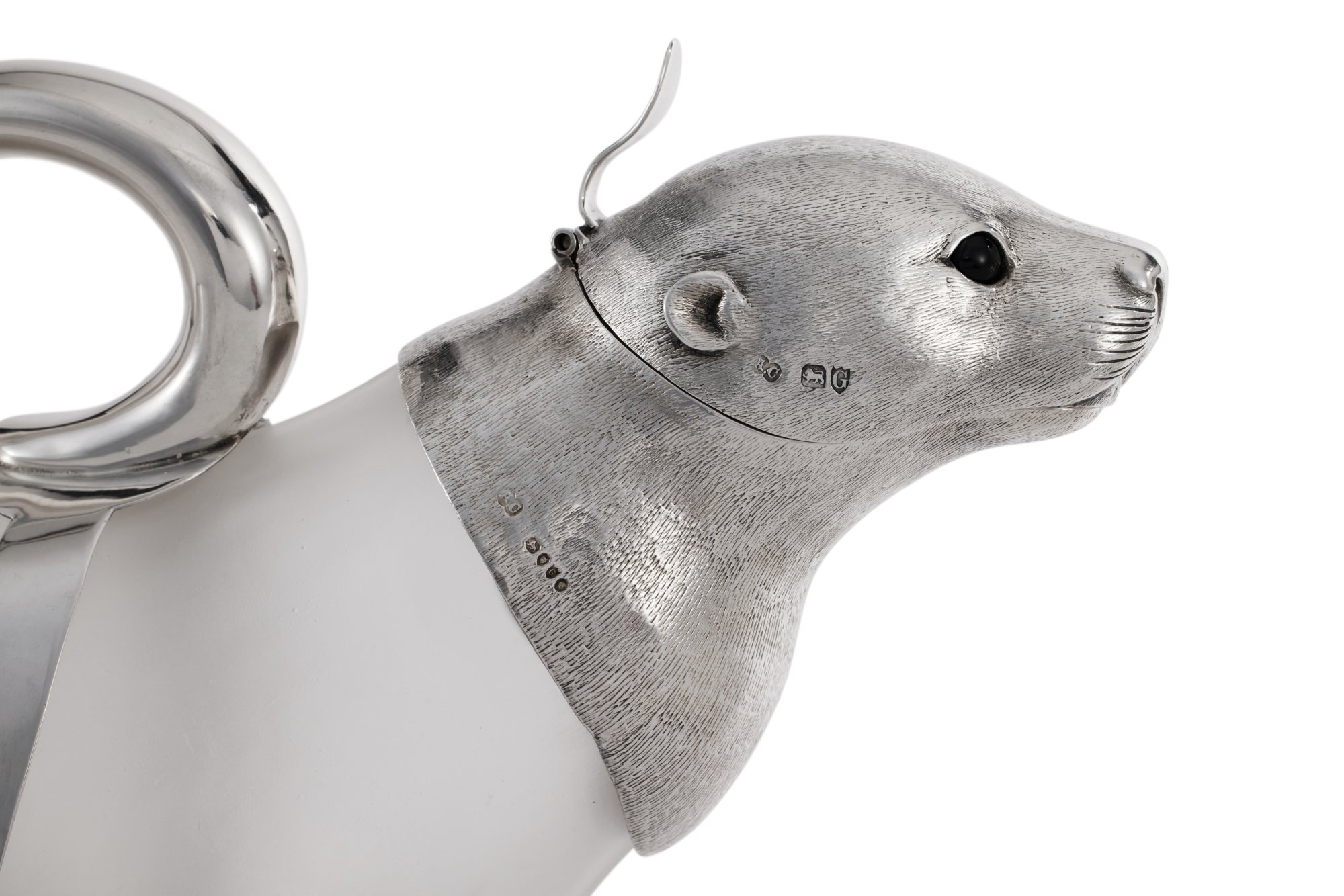 A Rare Victorian Silver-Mounted Frosted Glass "Otter" Claret Jug ...