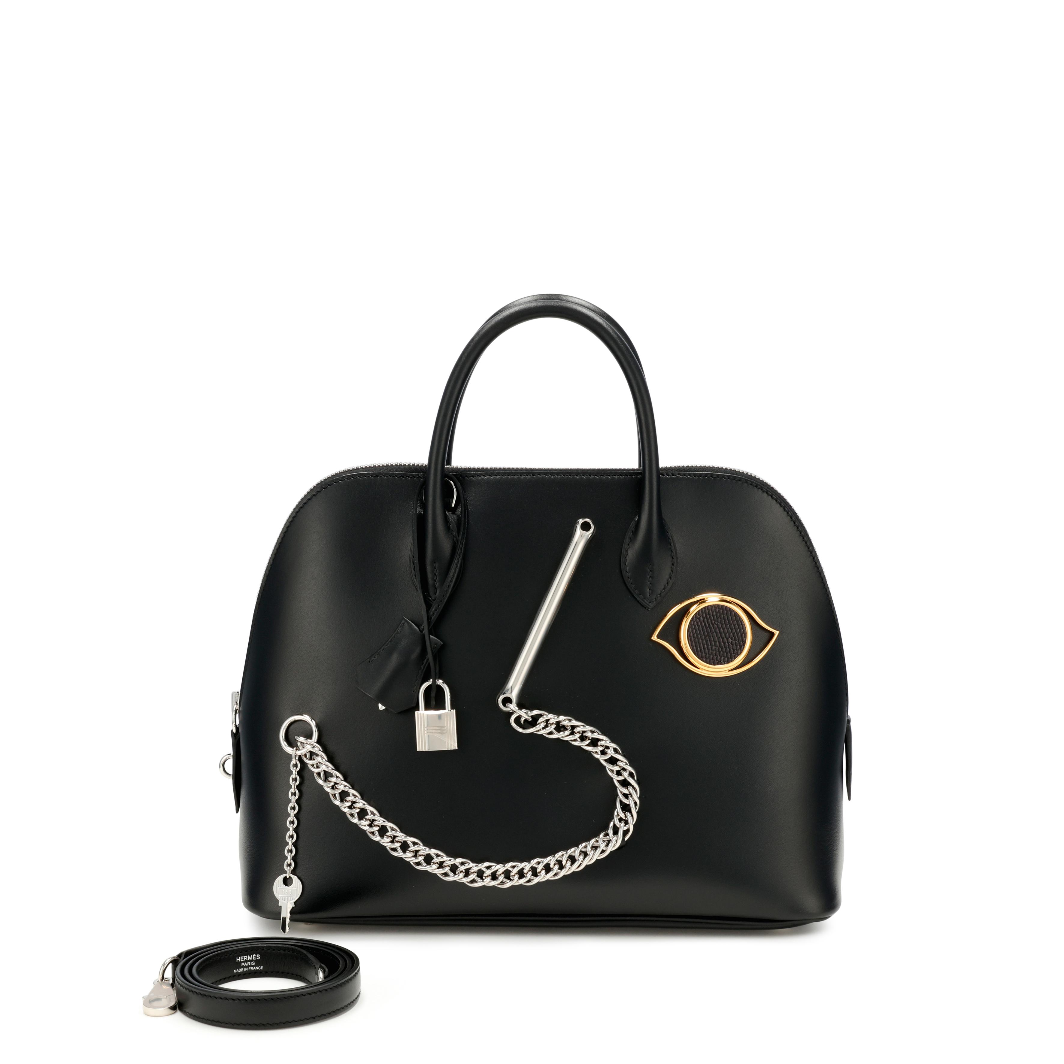 Hermès Black Tadelakt And Shiny Niloticus Lizard 1923 Smile Bolide 30 ...