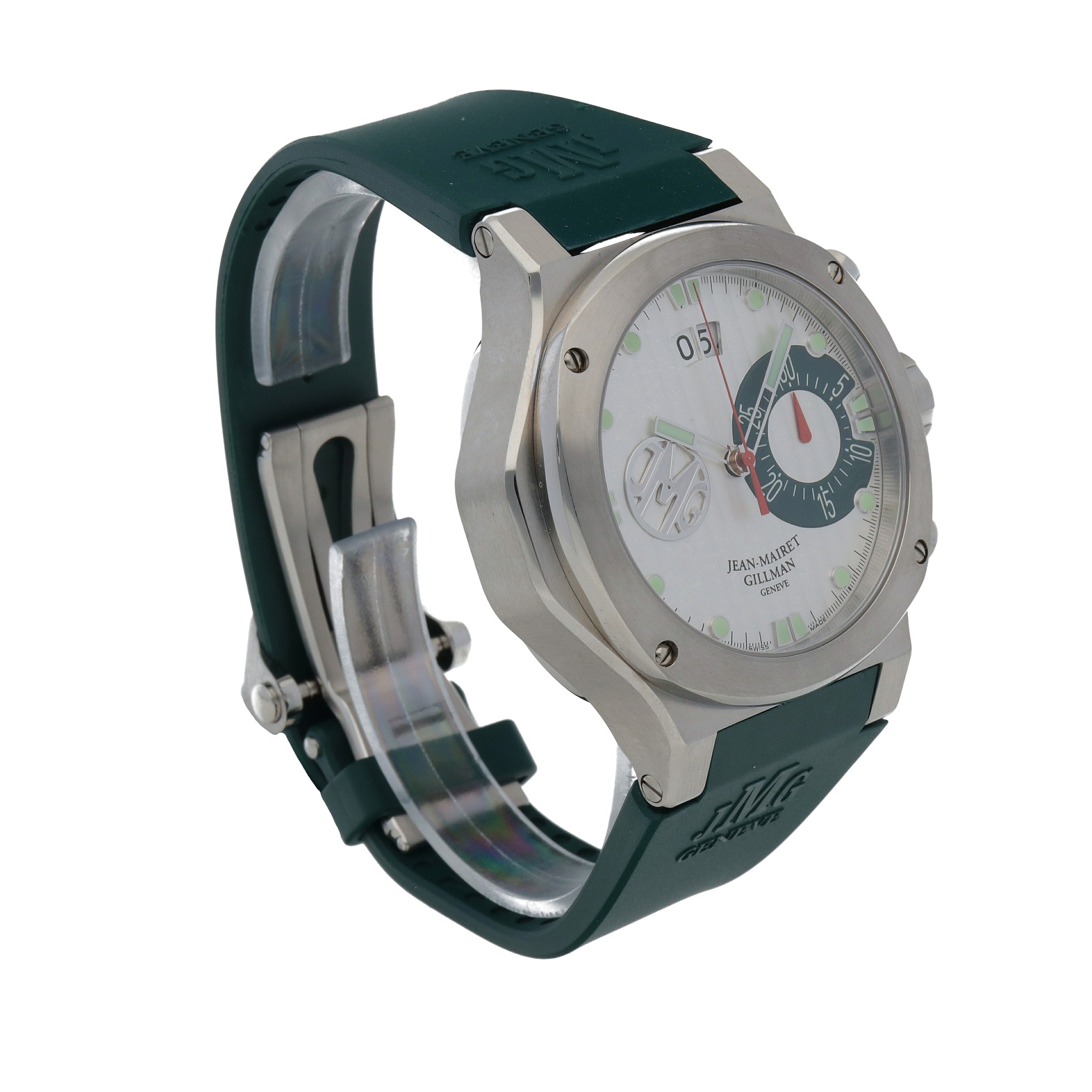 BRITISH RACING GREEN STAINLESS STEEL CHRONOGRAPH WRISTWATCH WITH DATE ...