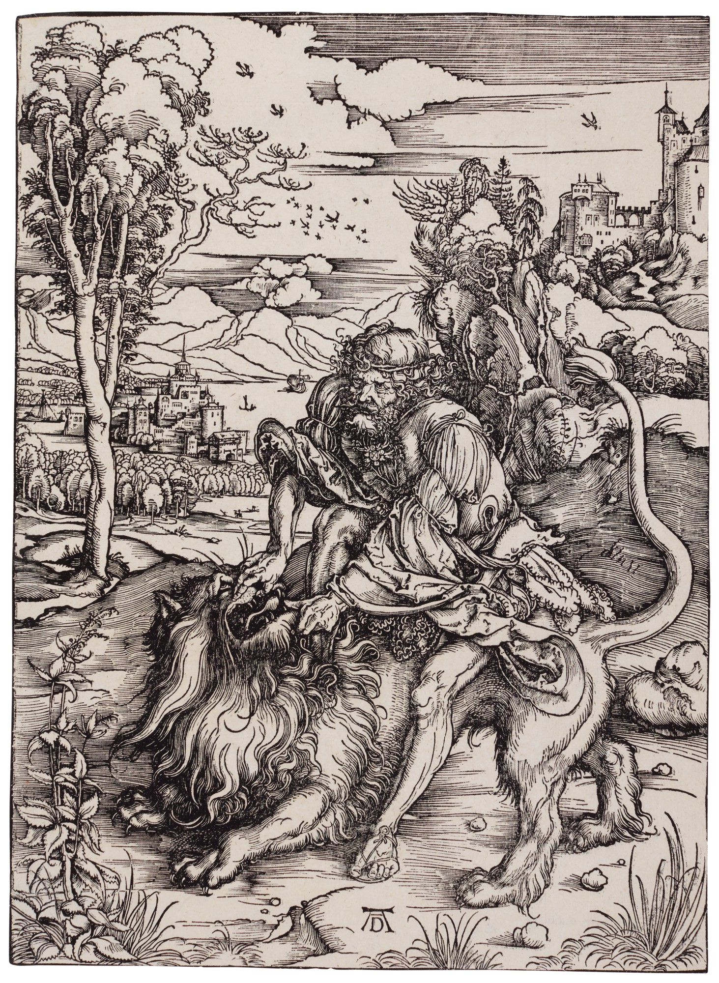 Samson Fighting with the Lion (B. 2; M., Holl. 107) | Old Master Prints ...