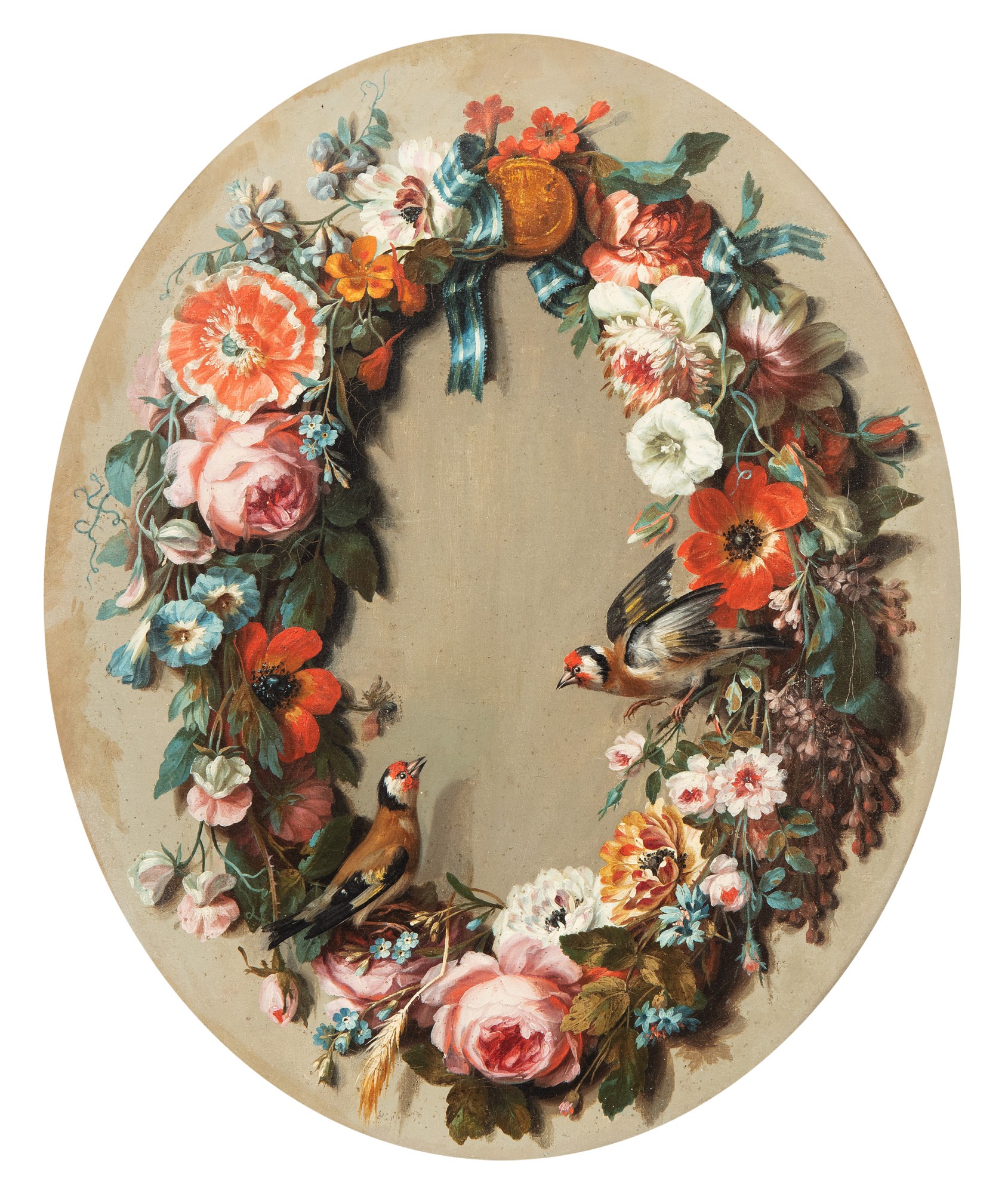JEAN BAPTISTE BELIN DE FONTENAY | FLOWER GARLAND WITH A PAIR OF ...