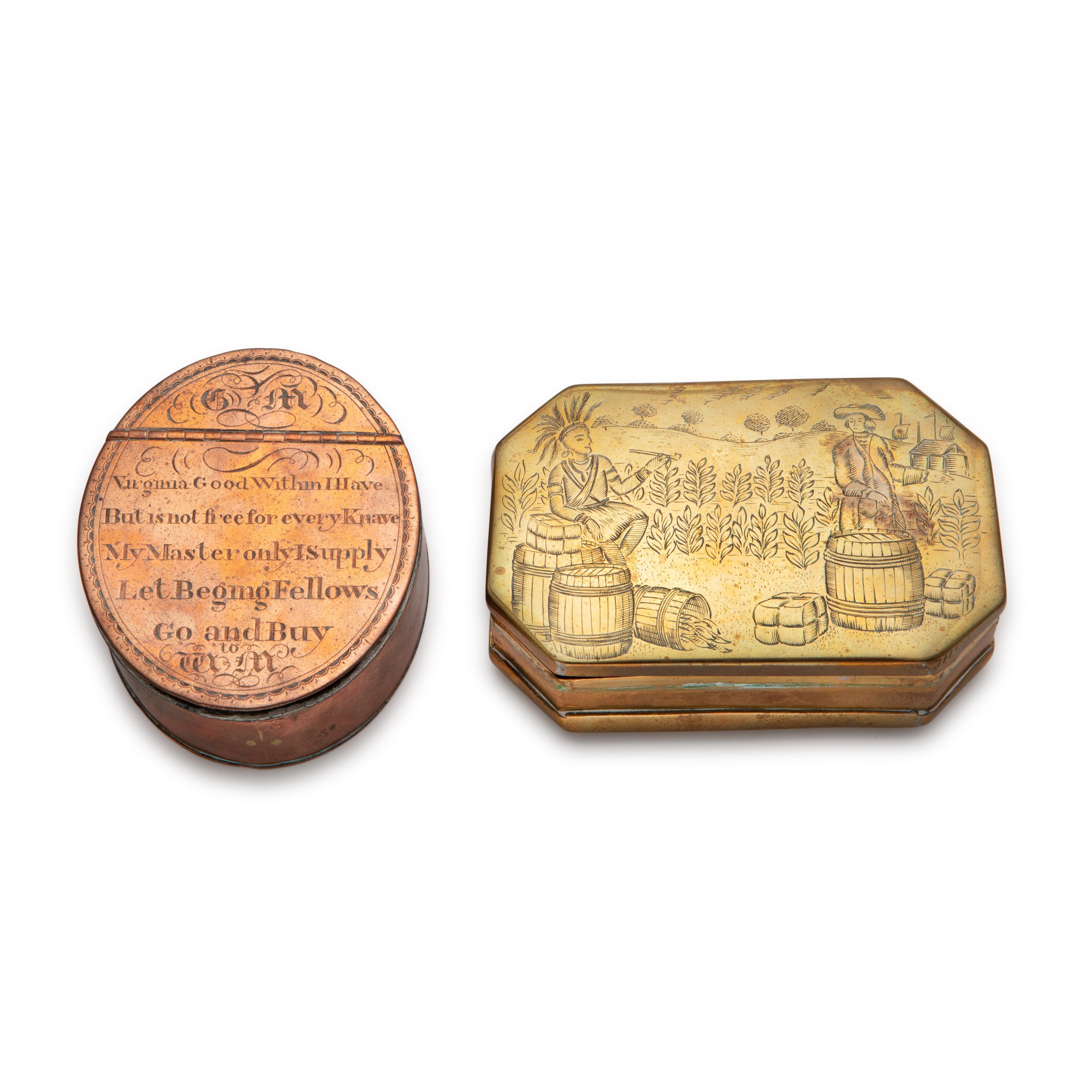 Two English Engraved Brass Tobacco Boxes, 18th Century | The William K ...