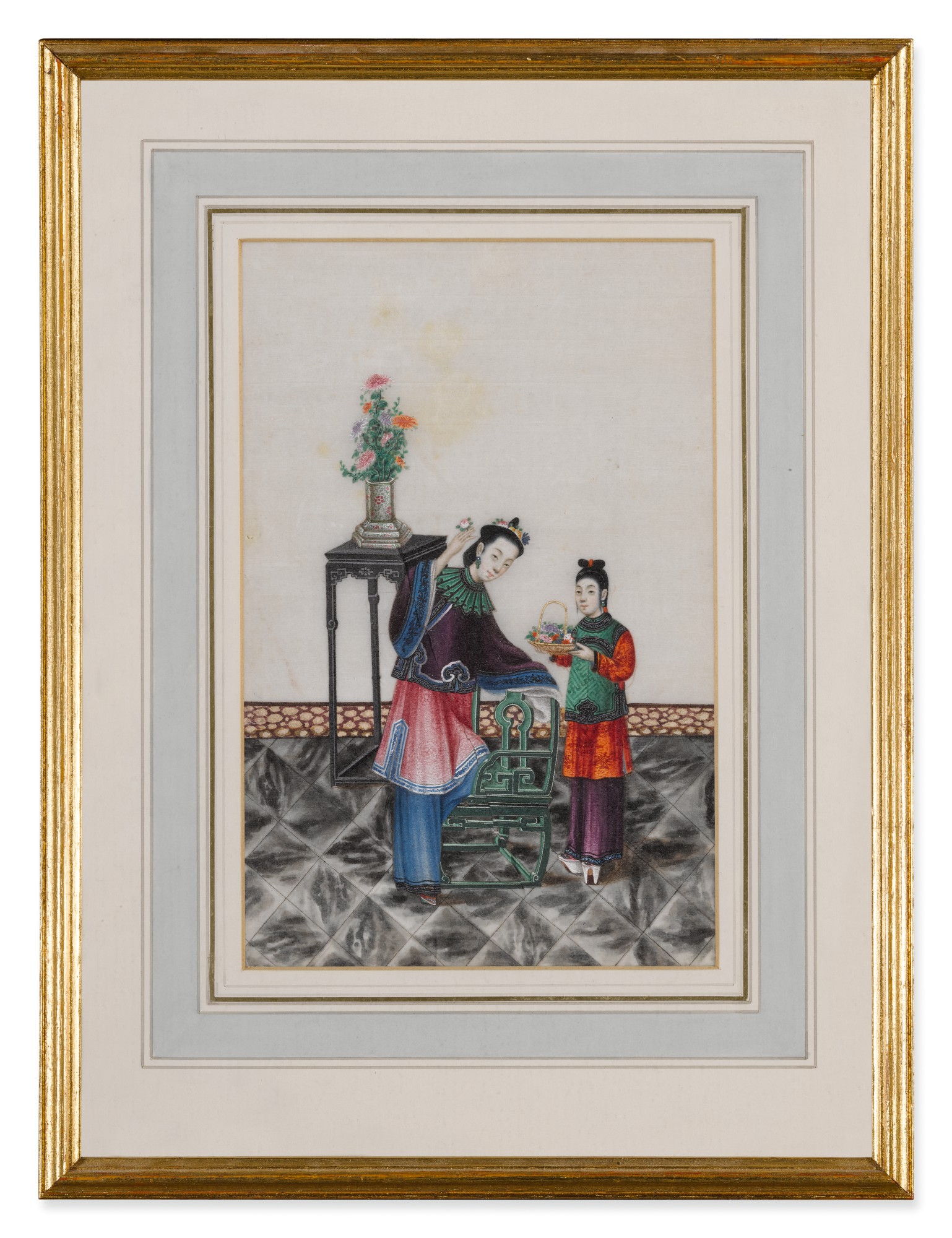 A Group of Six Chinese Export Paintings, Qing Dynasty, 19th Century ...