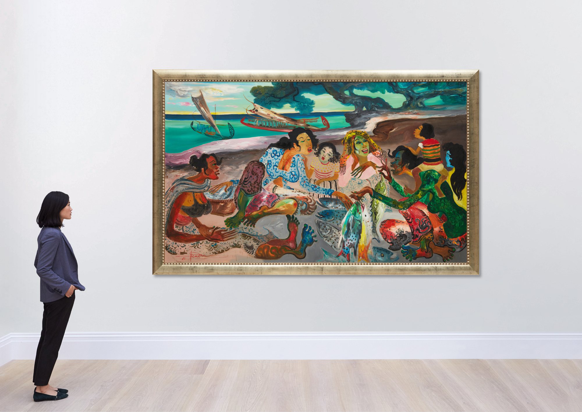 Hendra Gunawan 亨德拉·古拿溫 | Fish market on the beach 沙灘上的魚市場 | Modern ...