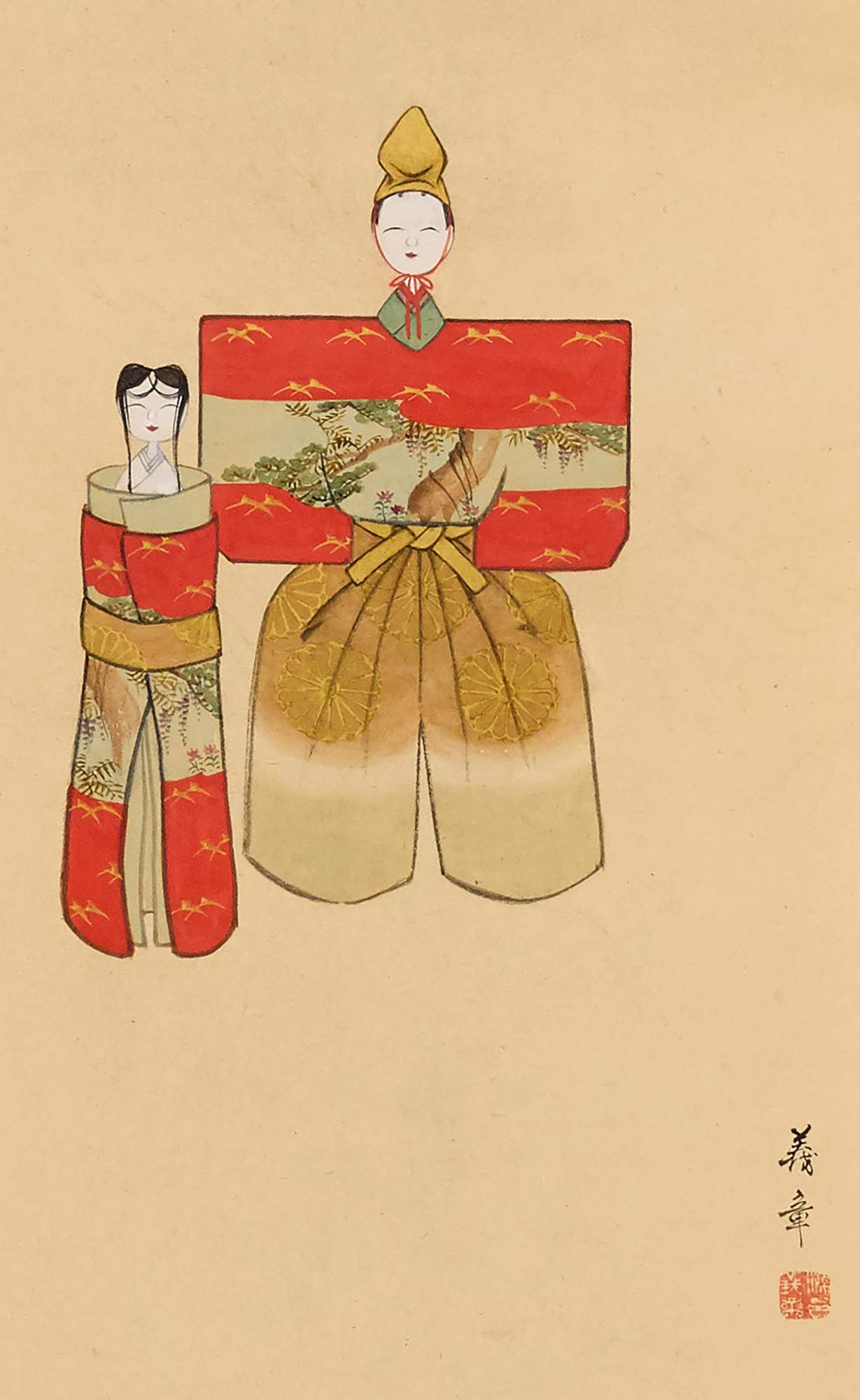 Otagaki Rengetsu (1791-1875) Mori Yoshiaki (1801-1873) | Standing Hina ...